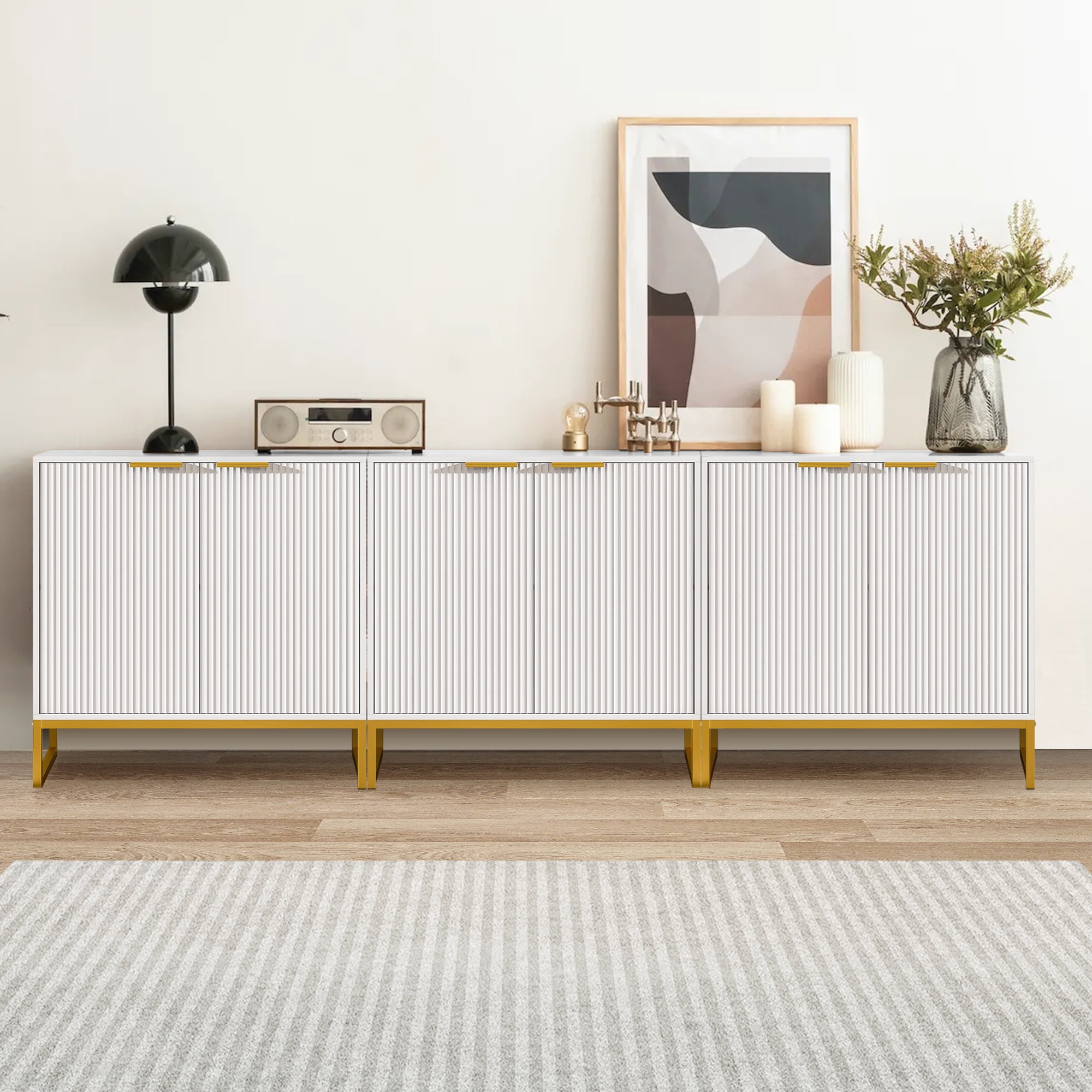 Fluted Sideboard Buffet Cabinet with Storage, Modern Console Table ...