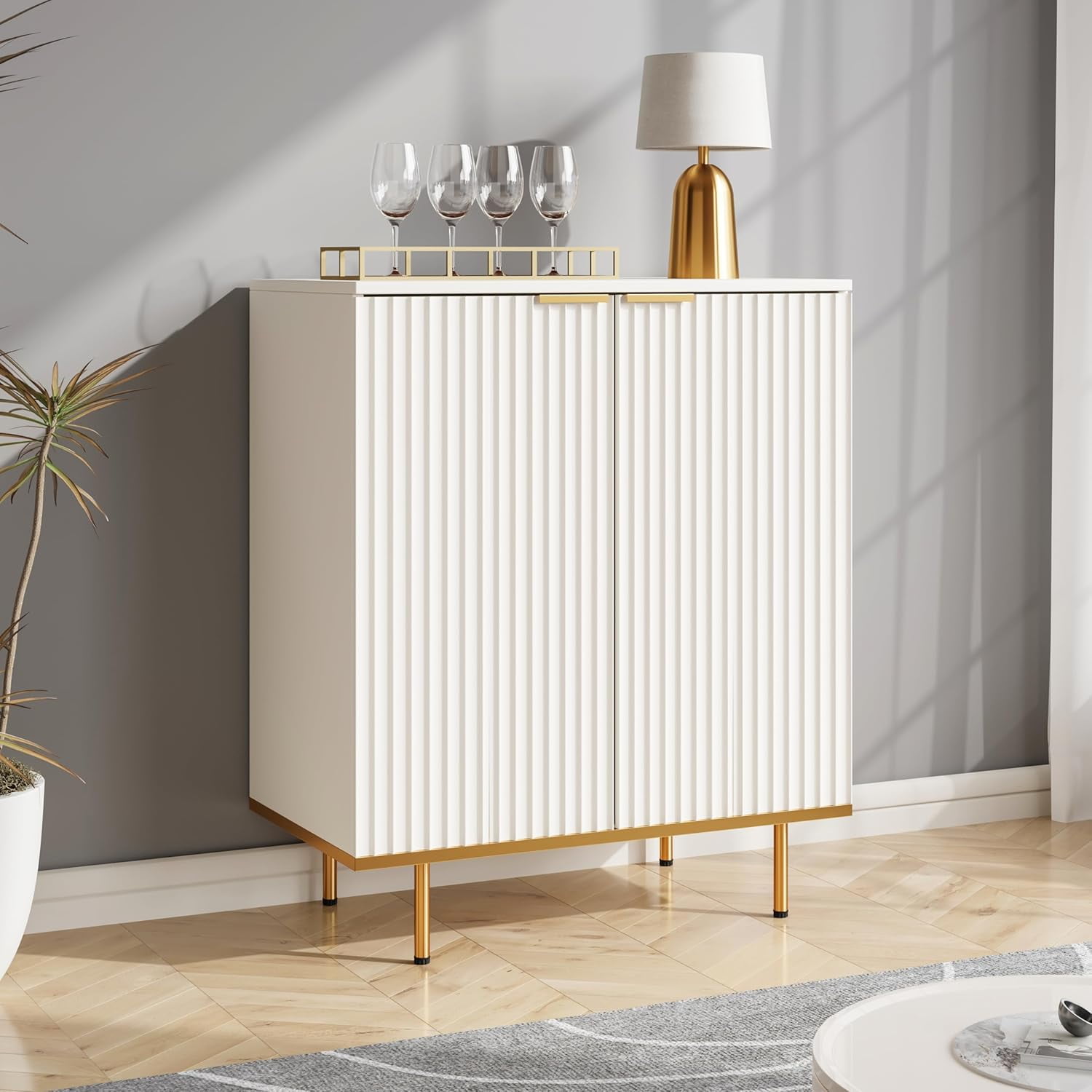 Fluted Sideboard Cabinet, Buffets & Sideboards, 2 Door Design, Elegant ...