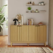 BOMETAO 47'' Sideboard Buffet Cabinet with 2 Sliding Tambour Doors, Mid Century Accent Console ...