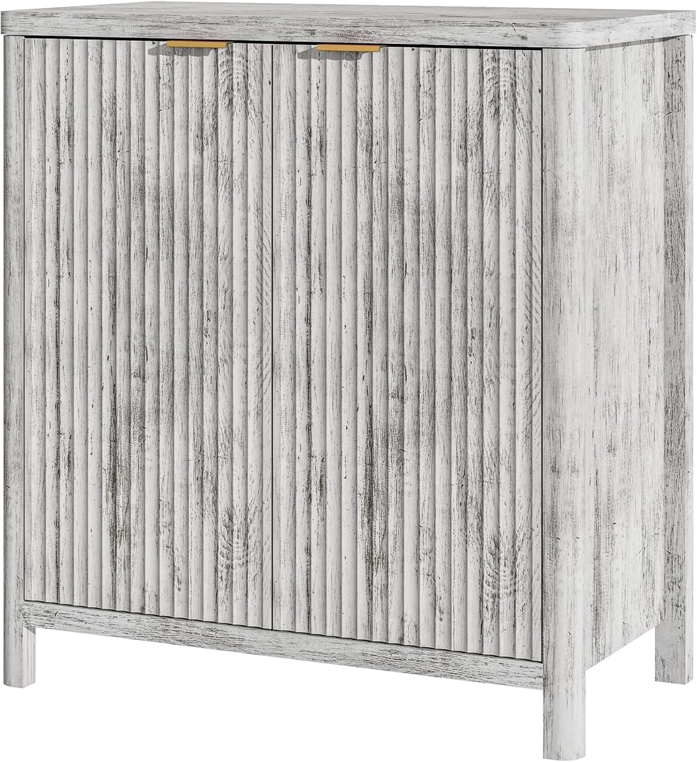 Fluted Sideboard Cabinet with Adjustable Shelves Accent Buffet Cabinet ...