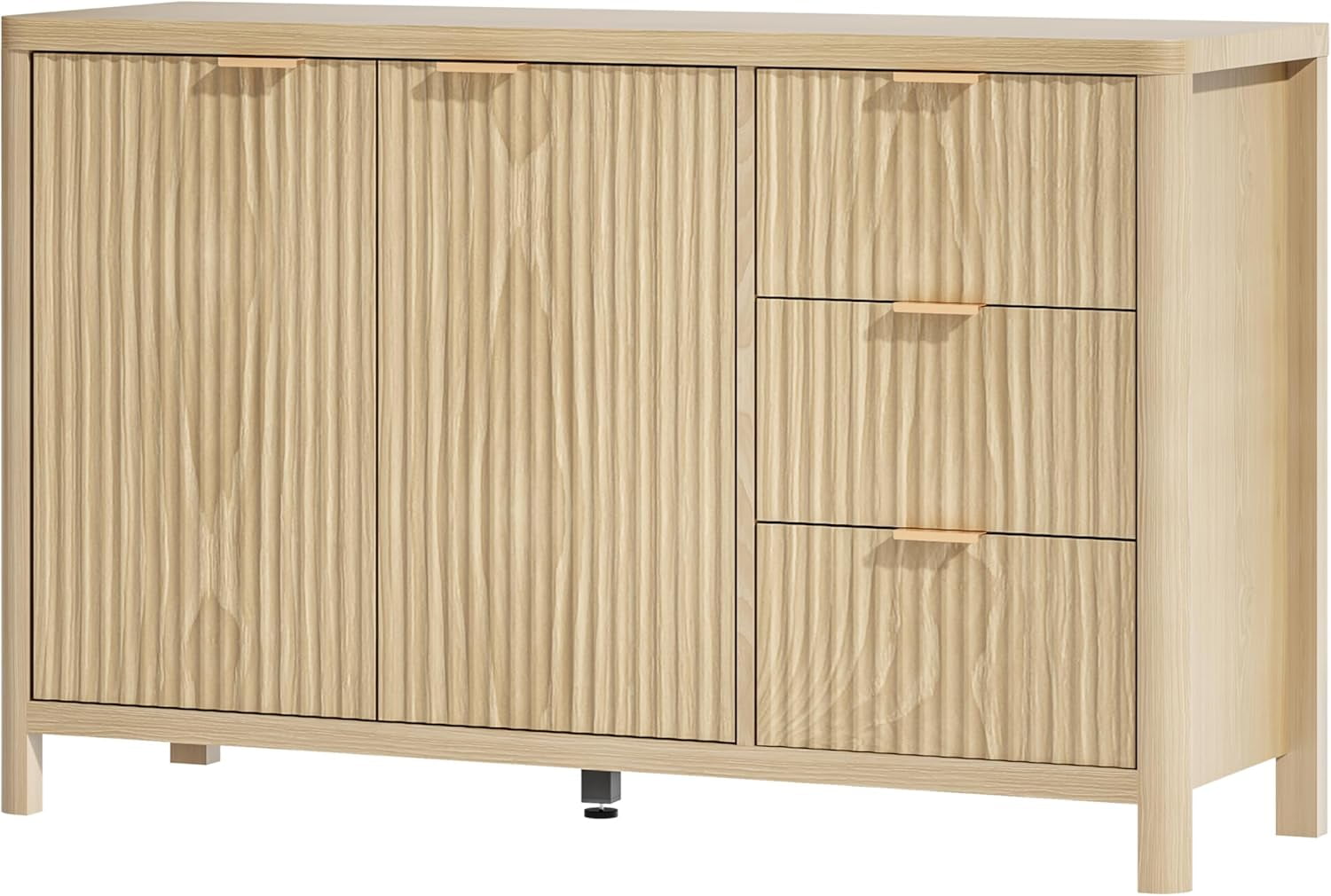 Fluted Sideboard Cabinet with Adjustable Shelves Accent Buffet Cabinet with Storage ...