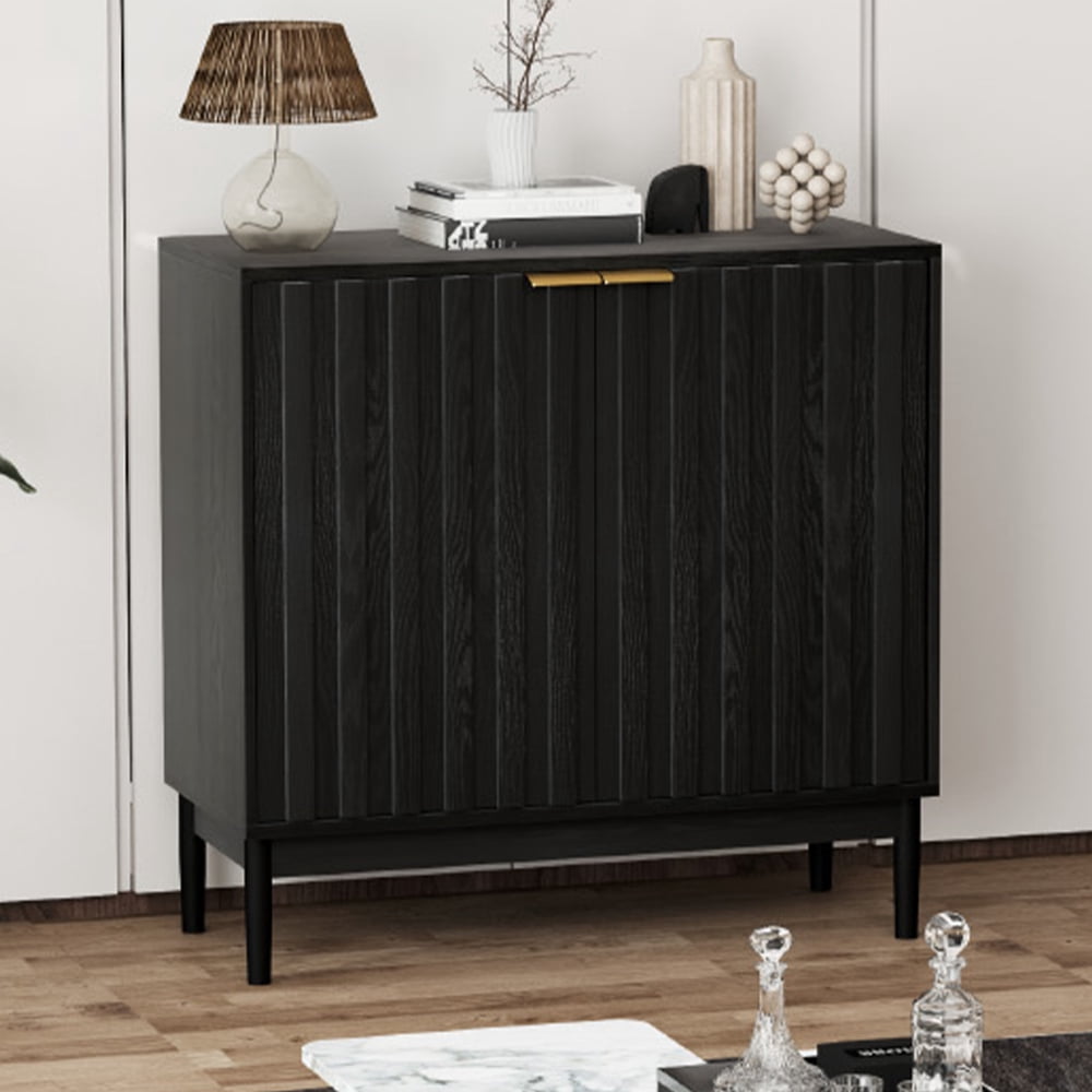 Fluted Sideboard Cabinet with Adjustable Shelves, Buffet Storage ...