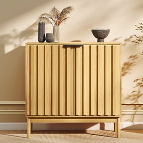 Fluted Accent Cabinet, Kitchen Sideboard Buffet Cabinet with 4 Fluted ...