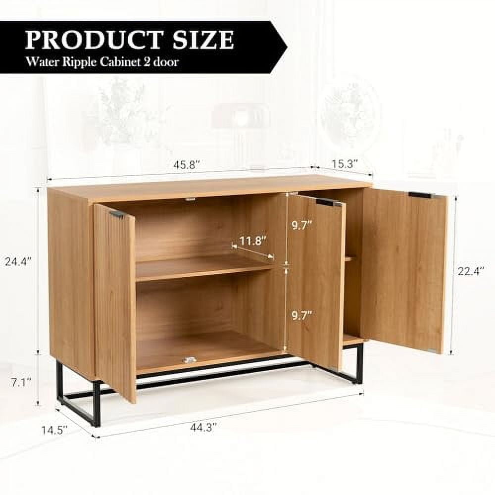 Fluted Storage Cabinet with 3 Doors, Sideboard Buffet Cabinet with ...