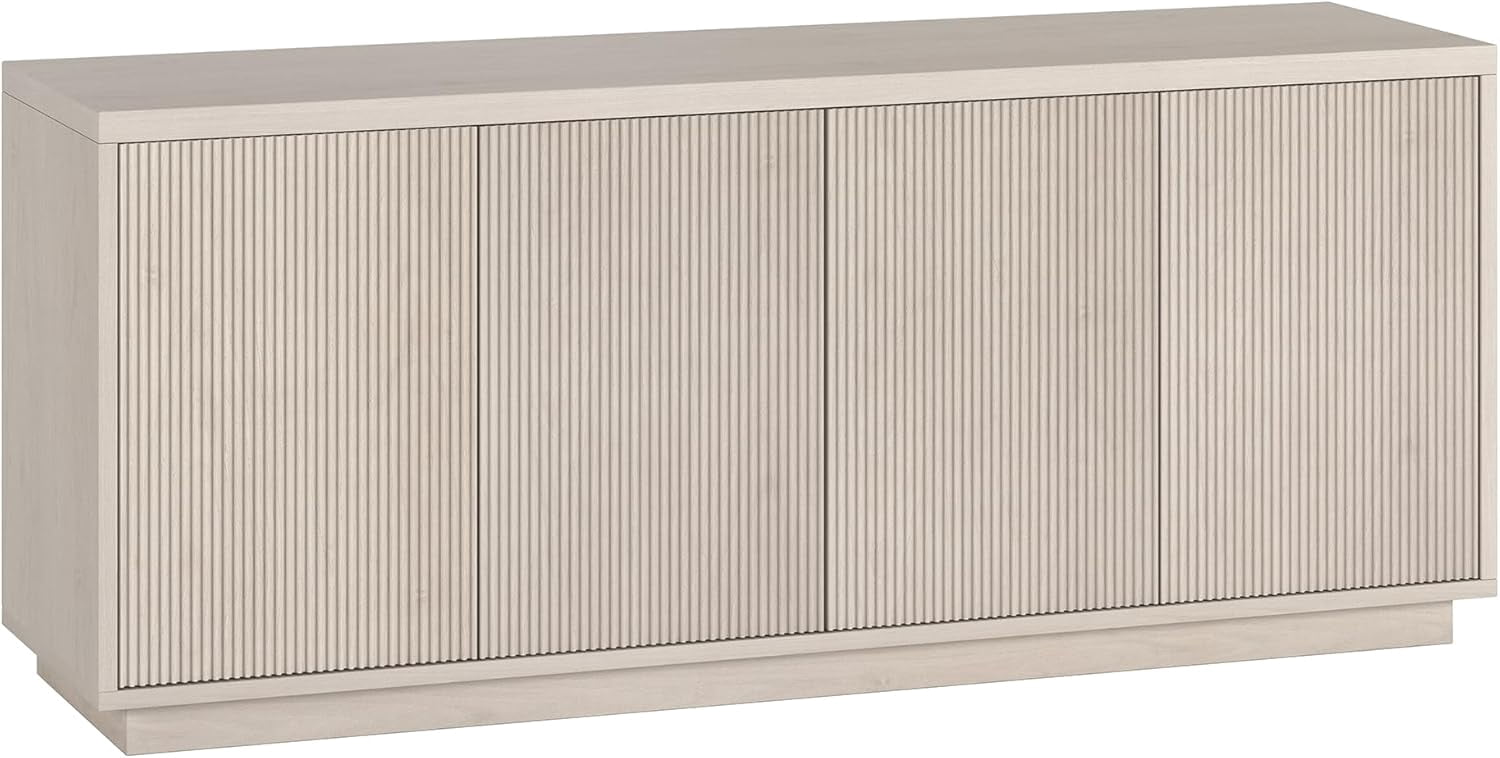 Fluted TV Stand for TVs up to ‘‘ with Concealed Ribbed Storage Cabinets ...