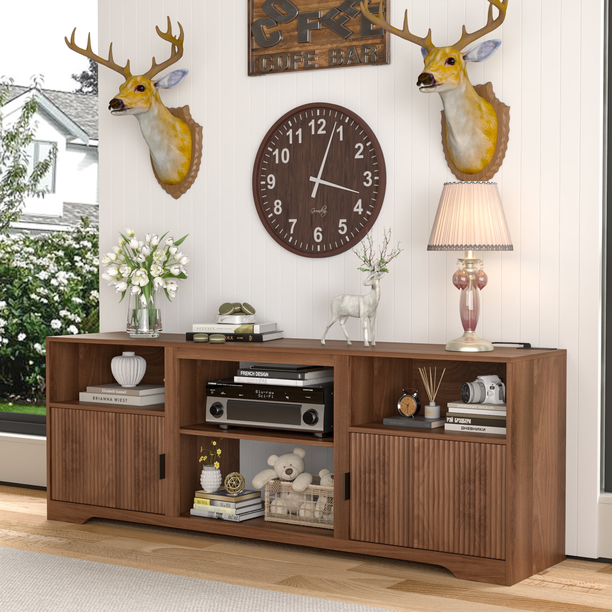 Fluted TV Stand for TVs up to 70", Mid Century Modern Television Stands ...