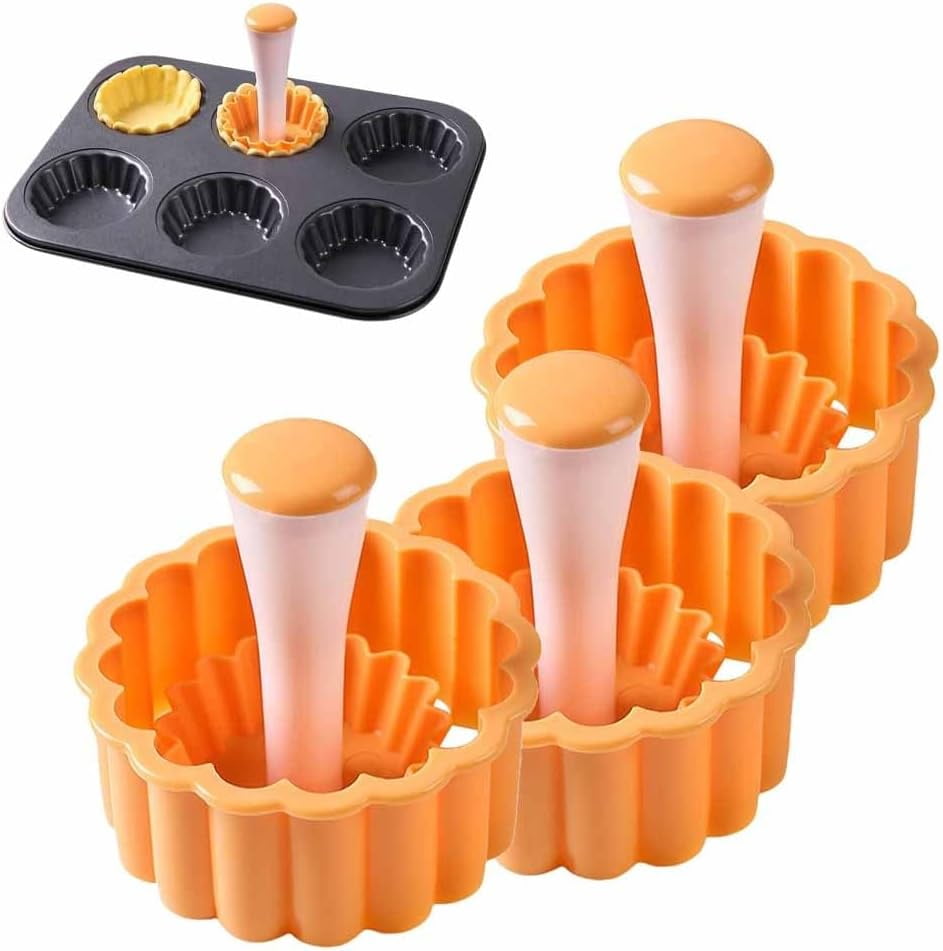 Fluted Tart Tamper Set, Non-Stick Pastry Dough Press for Egg Tart ...