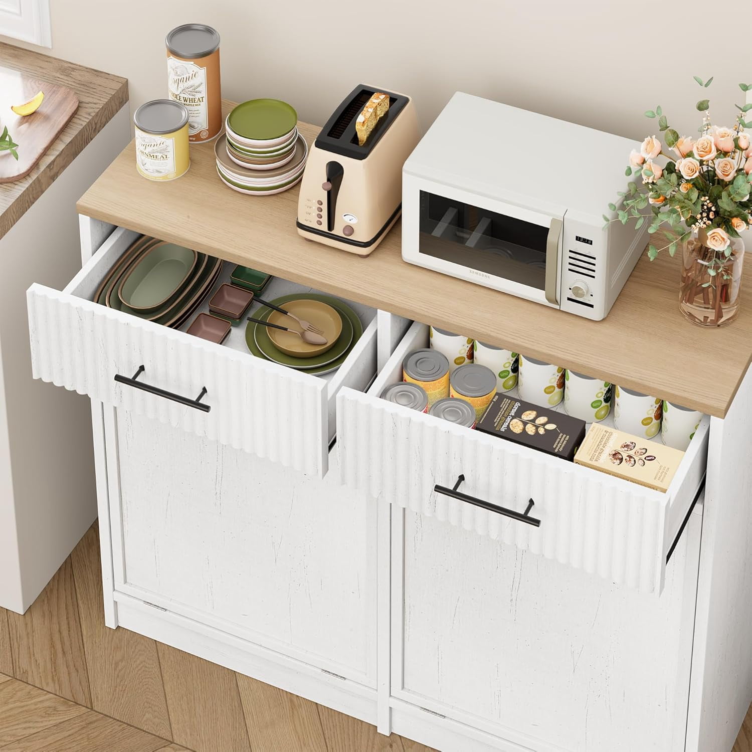Fluted Tilt Out Trash Can Cabinet, Hidden Garbage Can Cabinet 10/20 ...