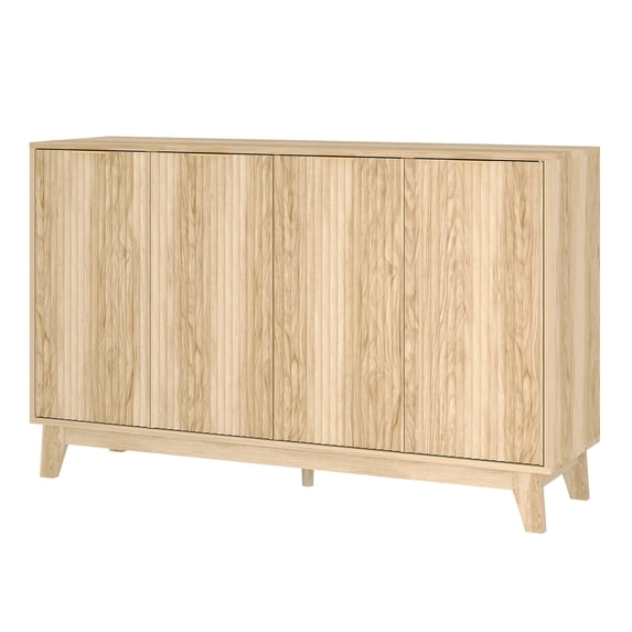 Fluted Wave Pattern 4-Door Sideboard Cabinet, Modern Storage Buffet ...