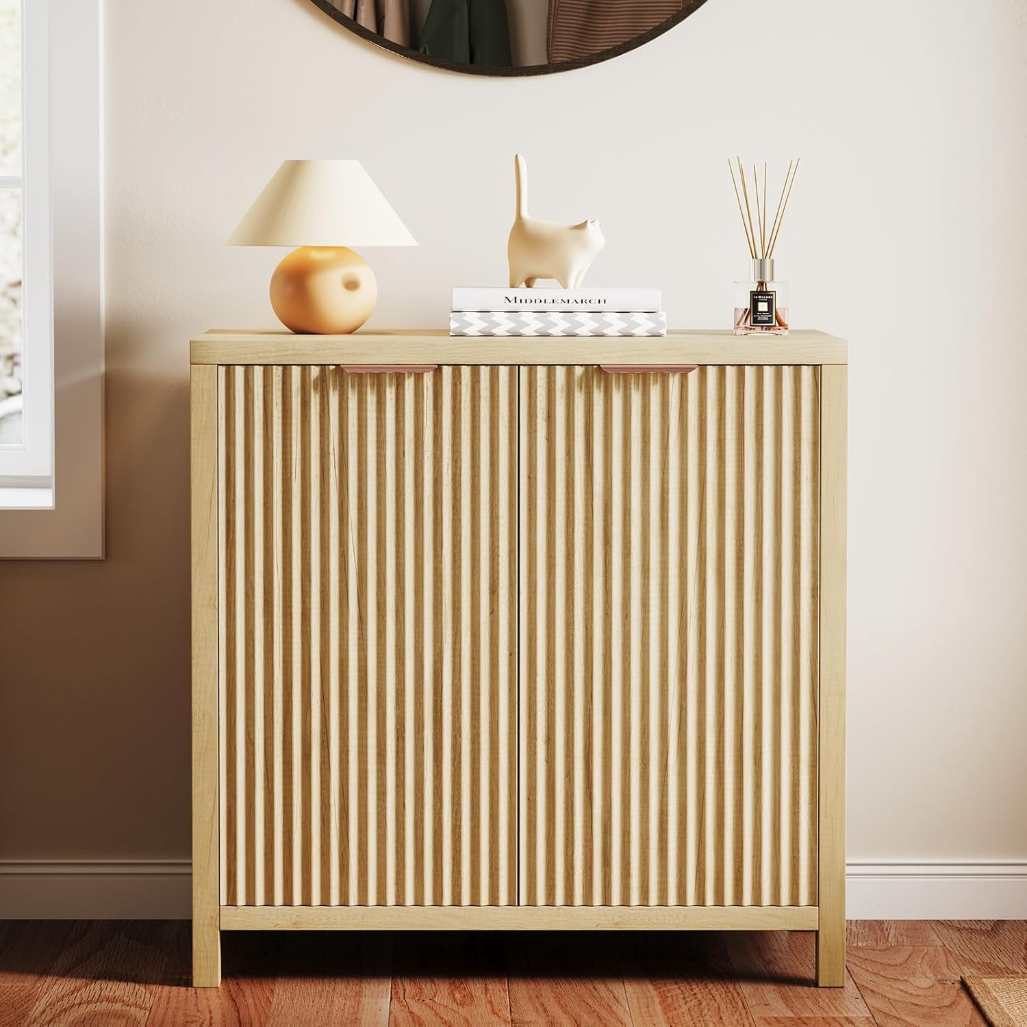Fluted storage cabinet and sideboard buffet with storage, featuring ...