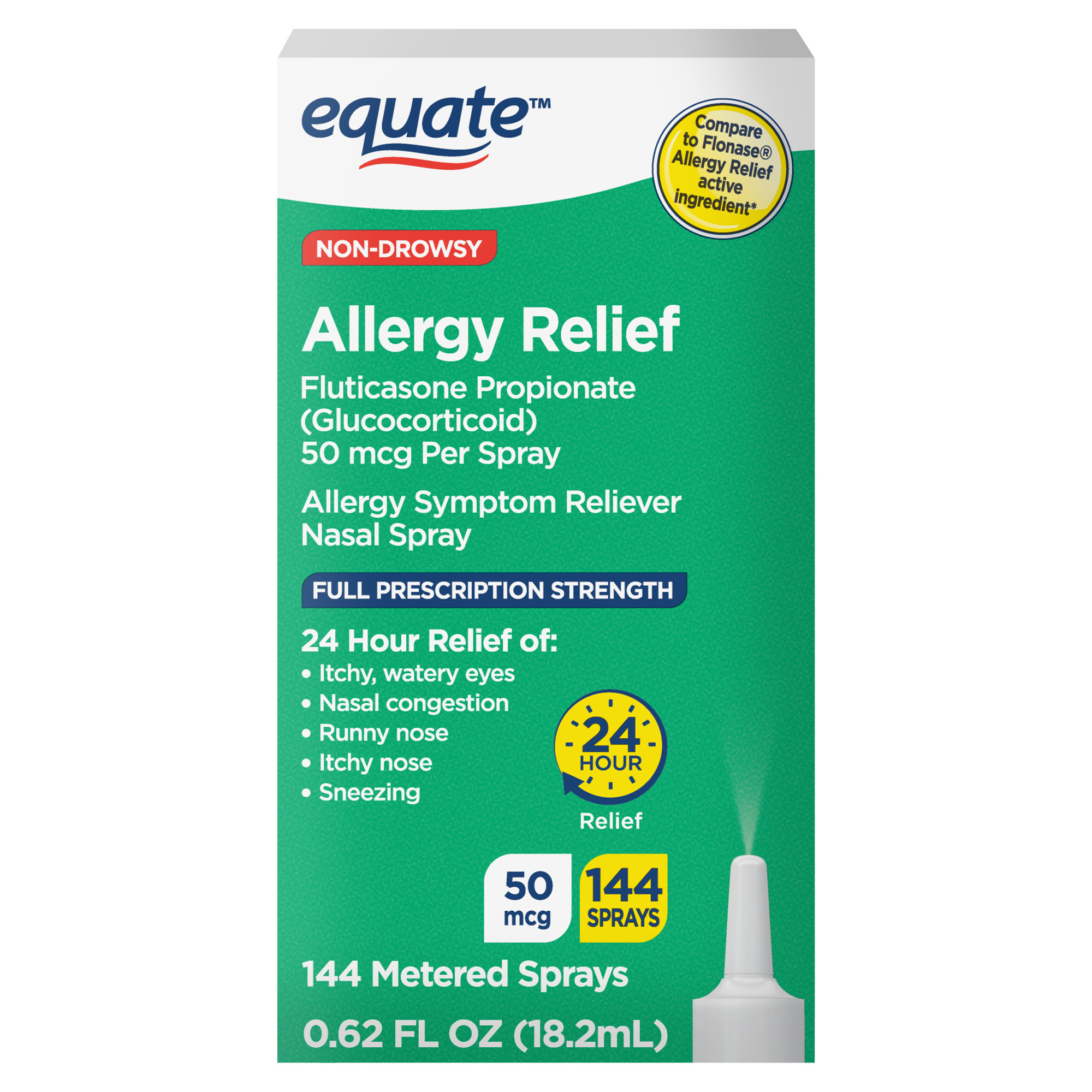 Equate Fluticasone Propionate Nasal Spray 50 Mcg 24 Hour Allergy Relief Equate Fluticasone Propionate Nasal Spray 50 Mcg 24 Hour Allergy Relief