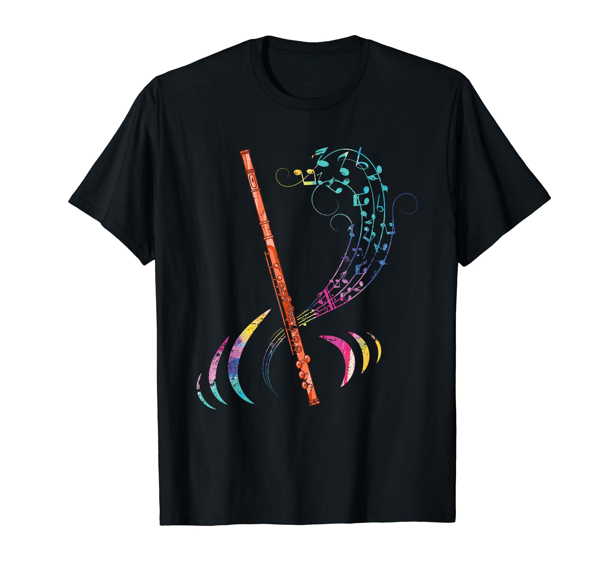 Flutist Treble Clef Classical Music Colorful Flute T-Shirt - Walmart.com