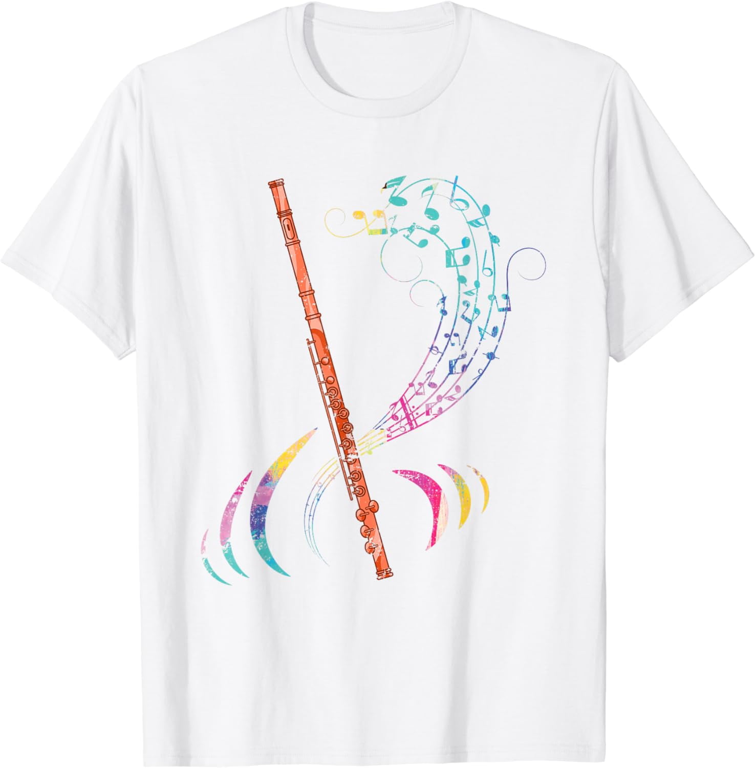 Flutist Treble Clef Classical Music Colorful Flute T-Shirt - Walmart.com