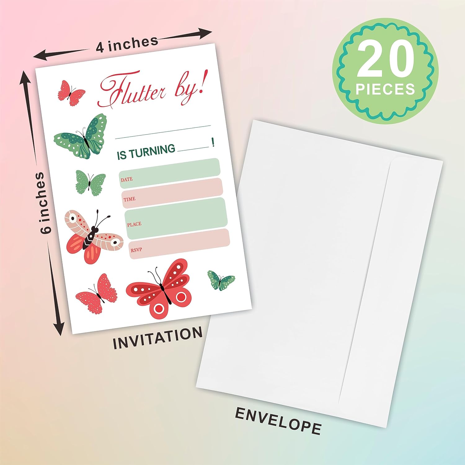 Flutter By! Birthday Invitations, Colorful Butterfly Birthday Party ...