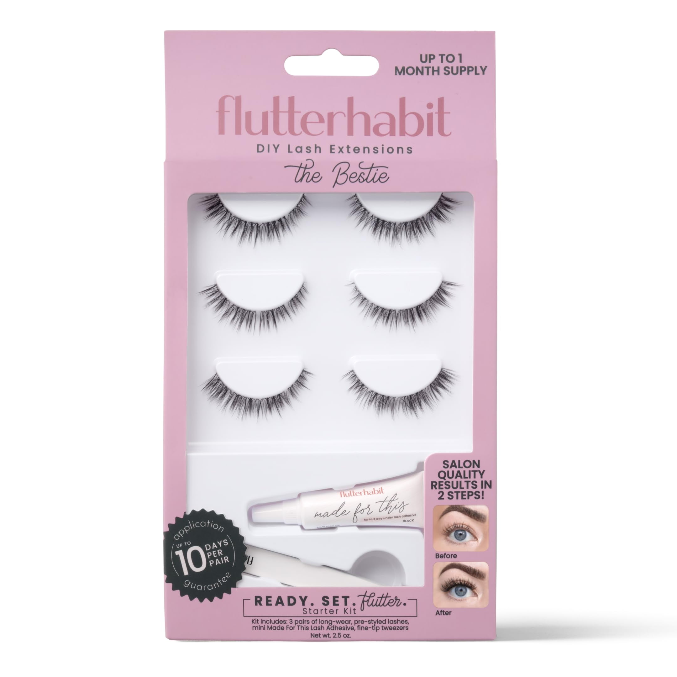 FlutterHabit Bestie Ready Set TSF6 Starter Kit, DIY Eyelash Lash Clusters for Women ...