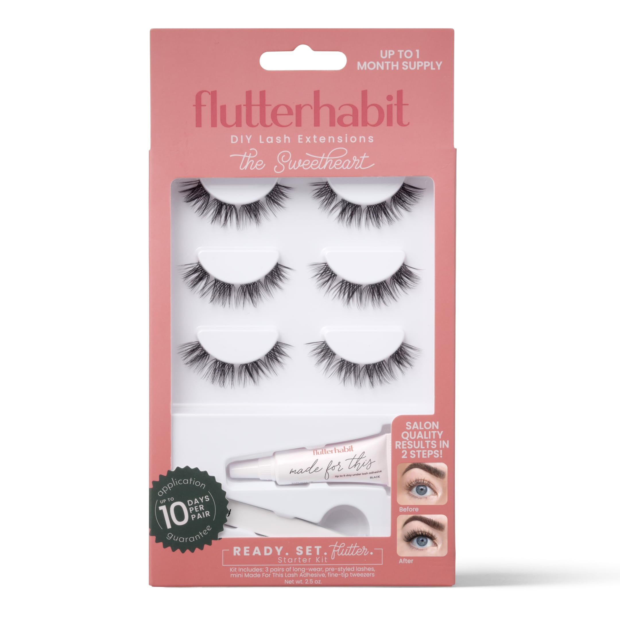 FlutterHabit Sweetheart Ready Set Starter Kit, DIY Eyelash Extensions ...