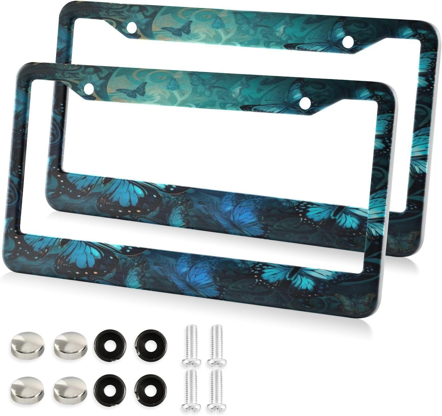 Fluttering Butterflies License Plate Frame, Aluminum Car Tag Frames, 2 ...