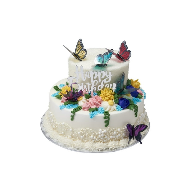 Fluttering Floral 2 Tier Cake - Walmart.com