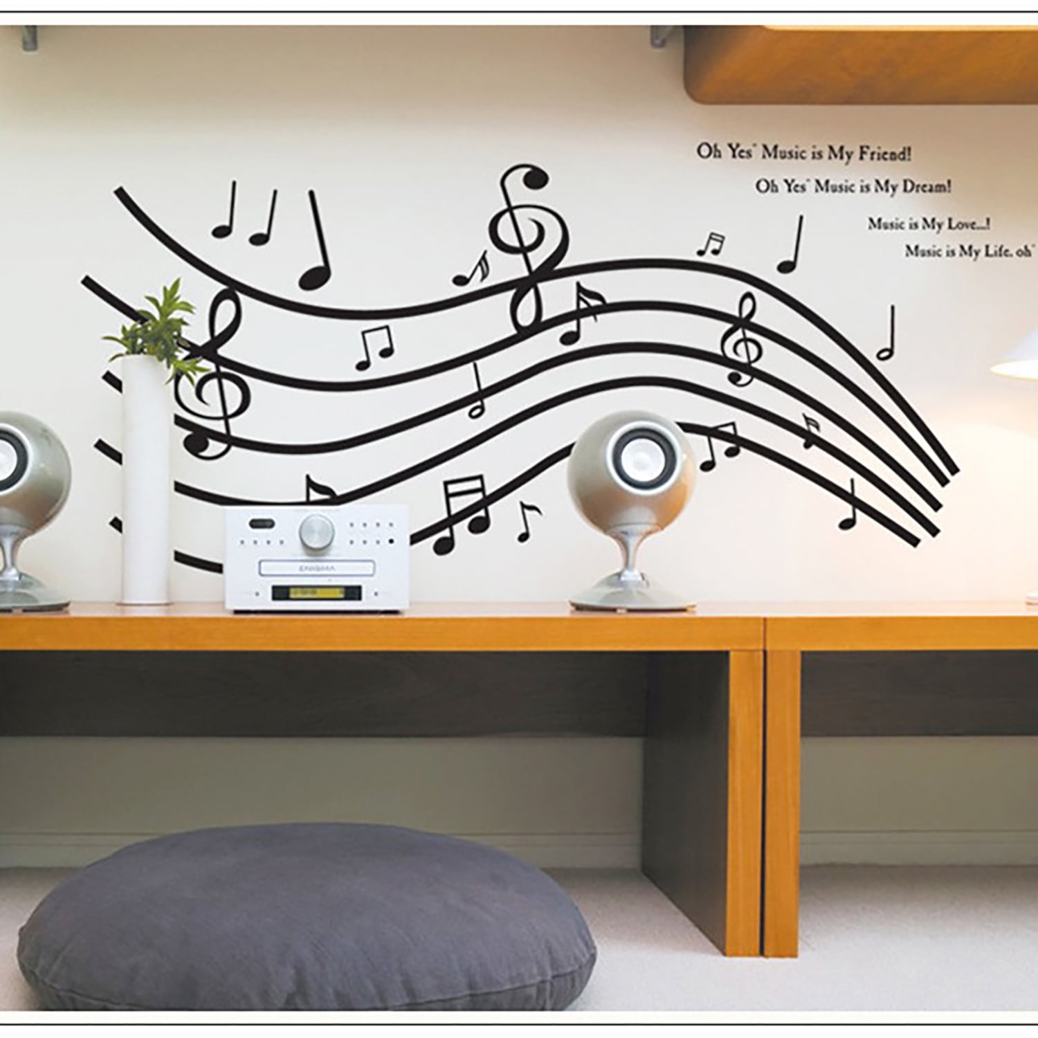 Fluttering Flowing Notes Wall Decal - DIY PVC Transparent Film for ...
