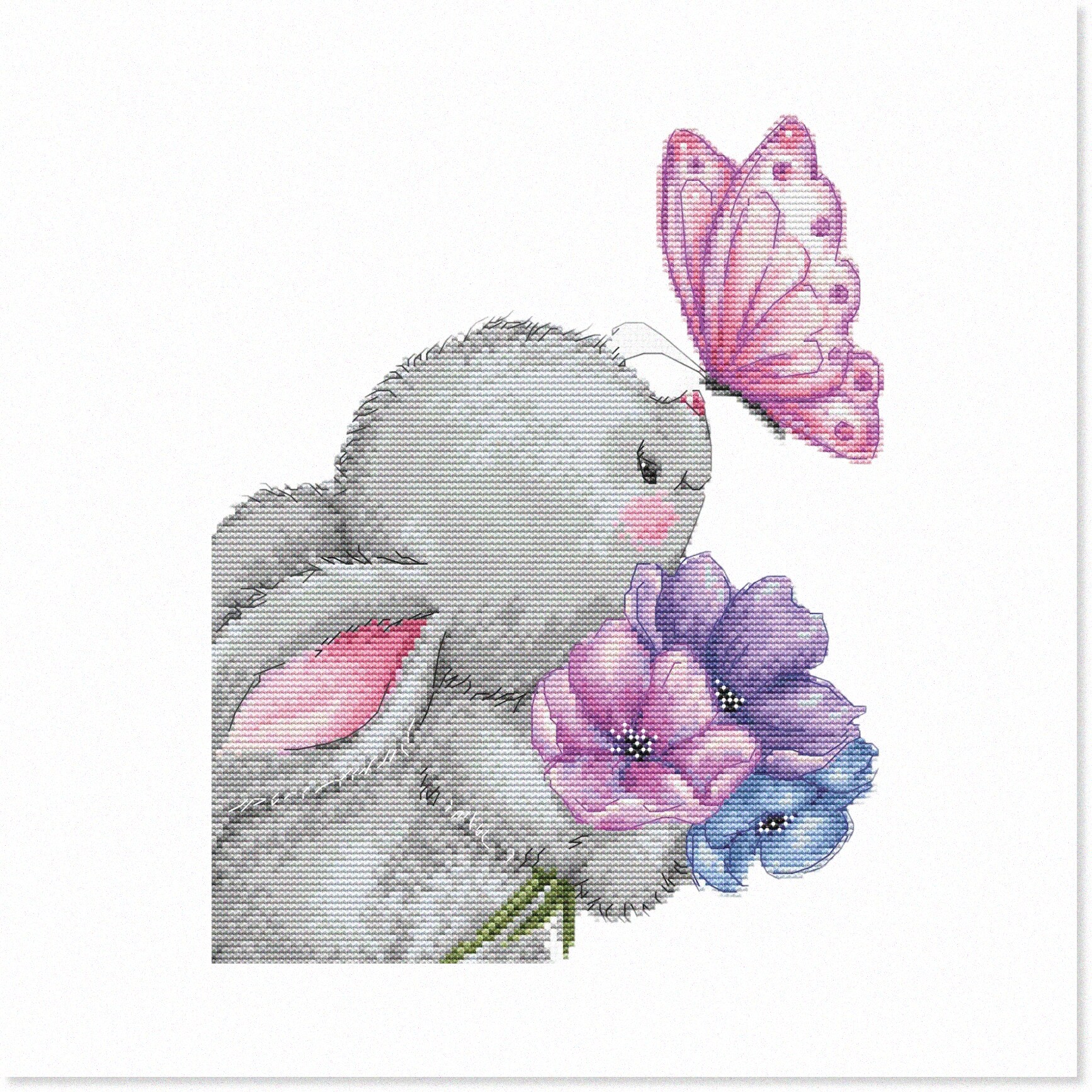 Fluttering Friends Cross Stitch Kit - Rabbit and Butterfly, Counted ...