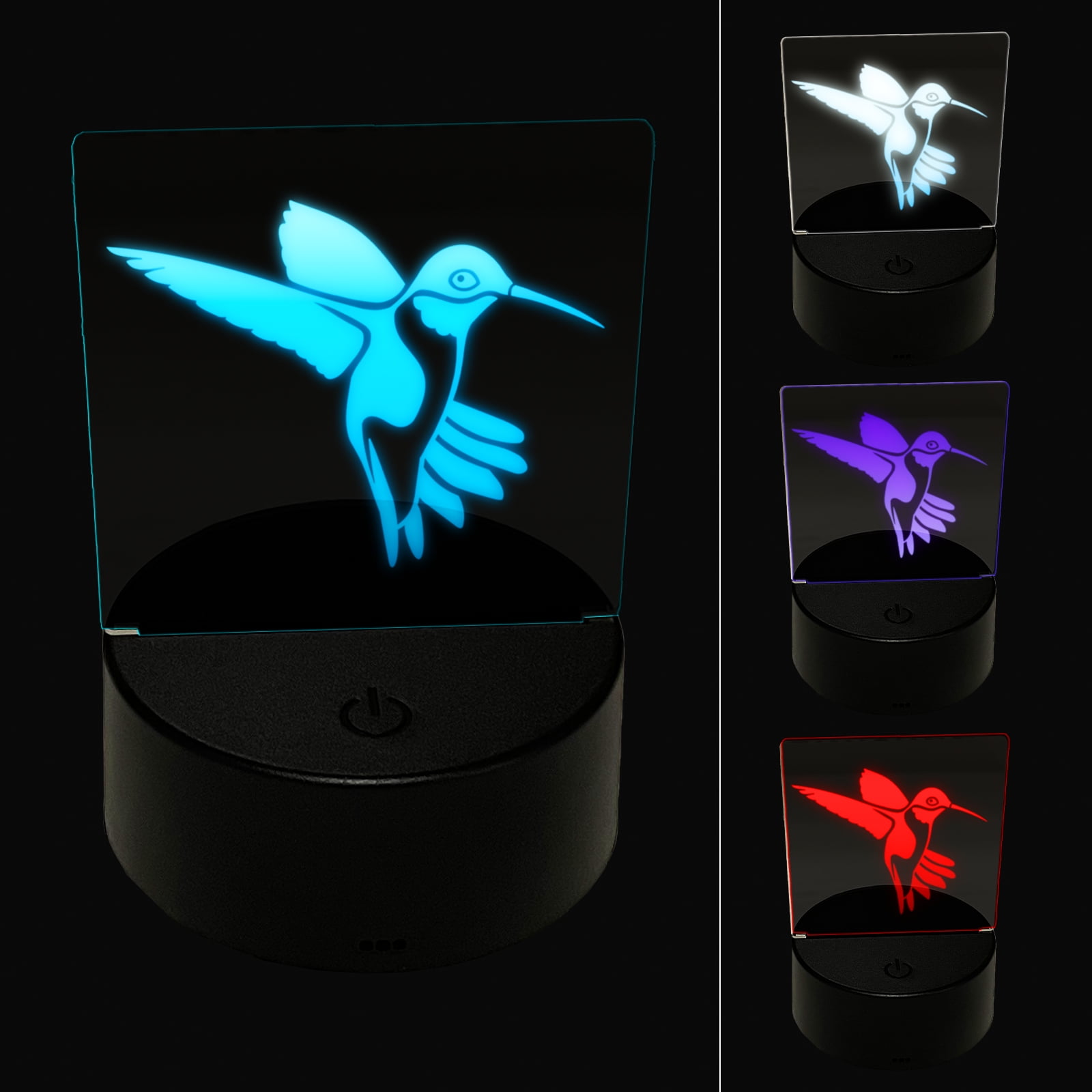 Fluttering Hummingbird LED Night Light Sign 3D Illusion Desk Nightstand ...