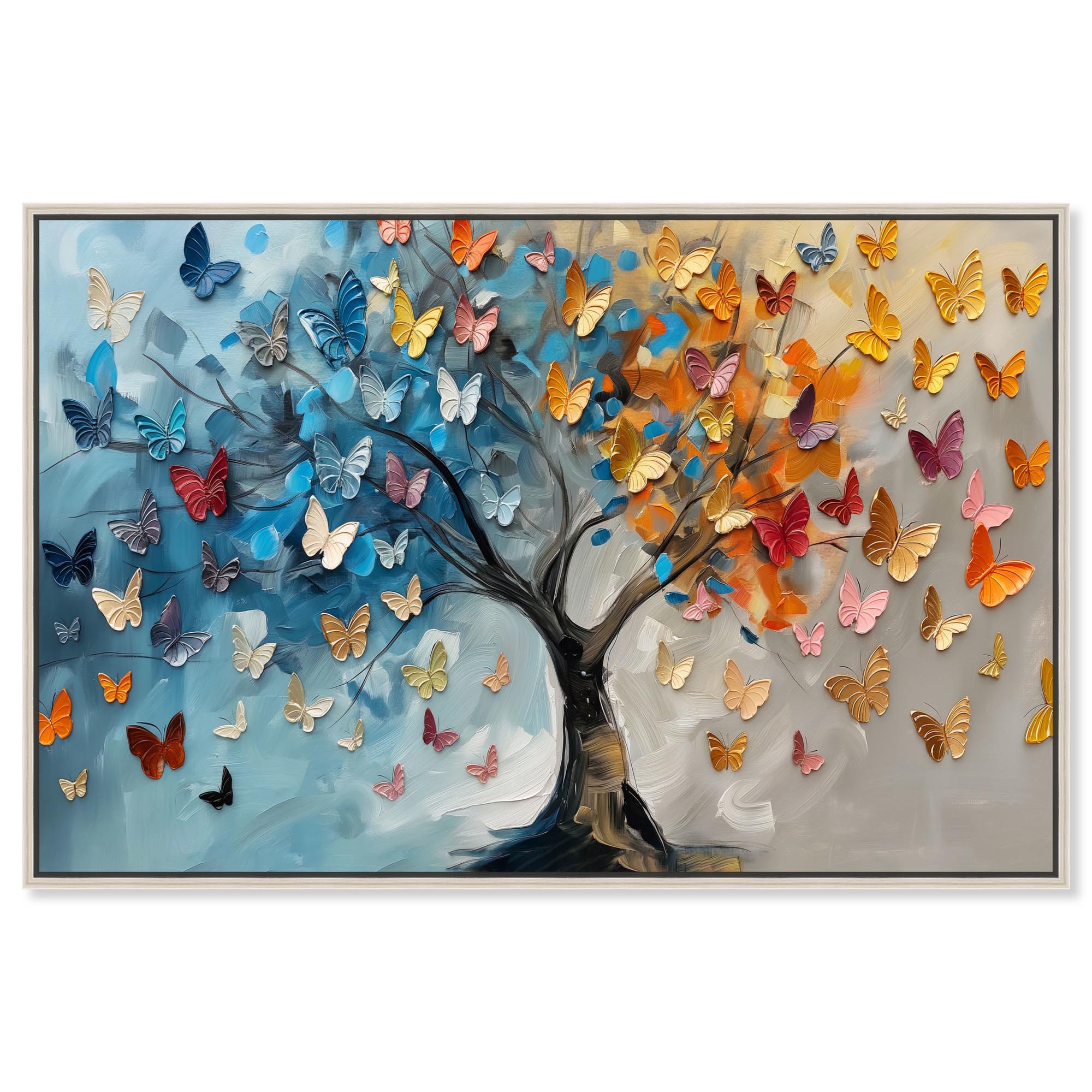 Fluttering on Tree III Canvas Colorful Tree Art by Art Remedy, Silver ...