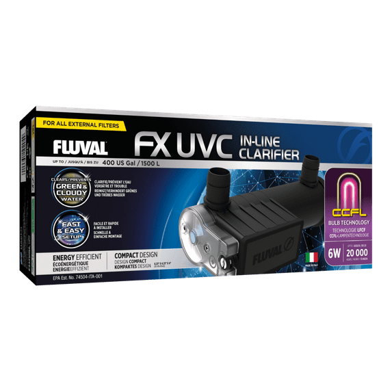 Fluval FX UVC 6 Watt In-Line Clarifier, Eliminates Algae, Freshwater ...