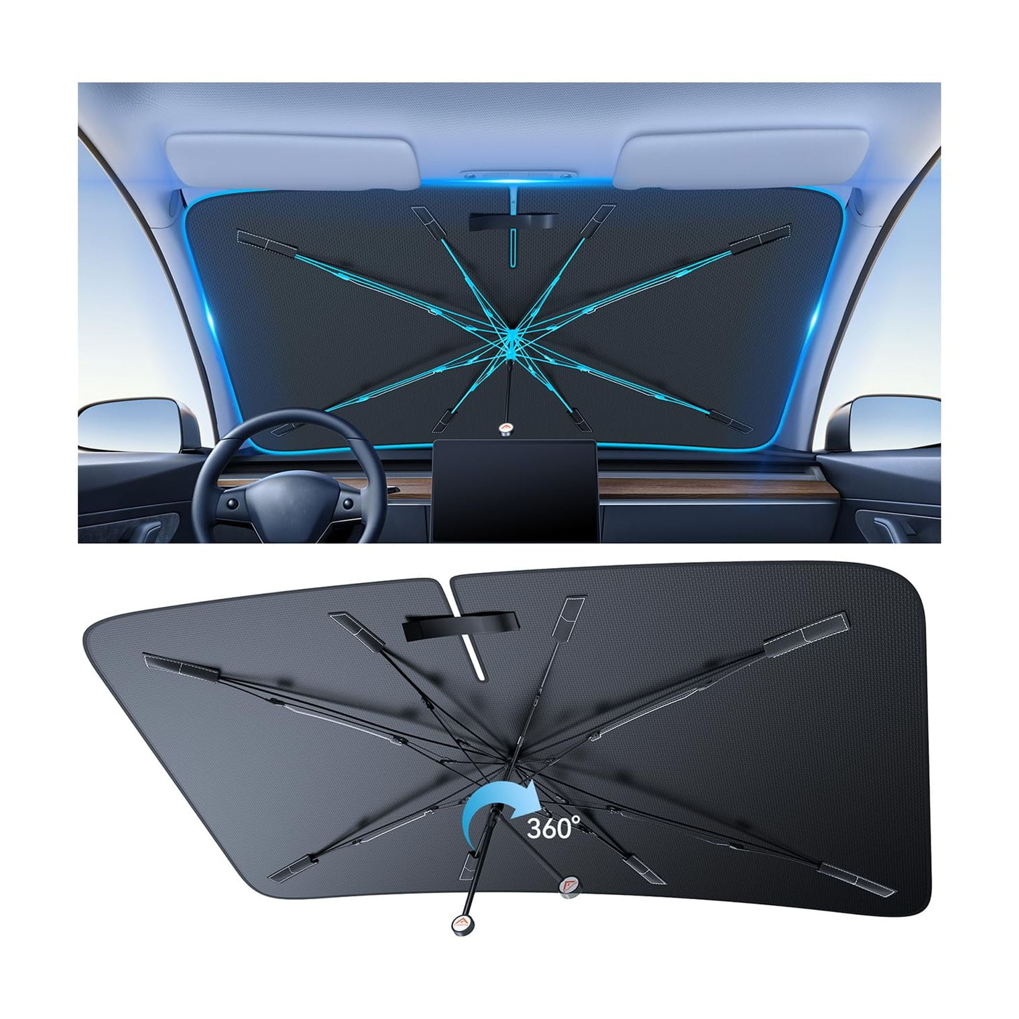 Fluxelle Car Windshield Sun Shade [2025 Upgrade] - Blocks UV Rays | 99% ...