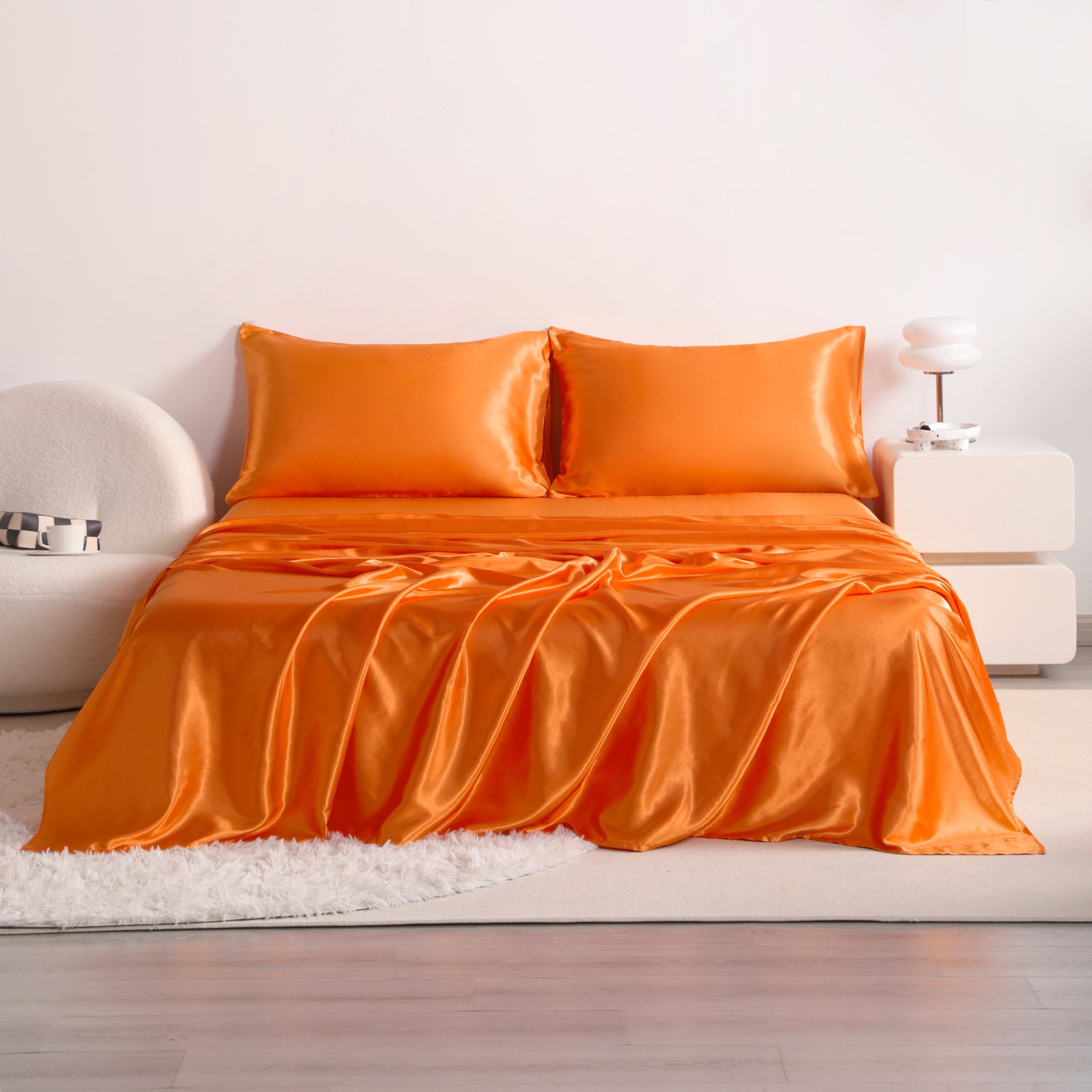Customer reviews for Flxxie Silky Satin Cooling Bed Sheet Set, Queen ...