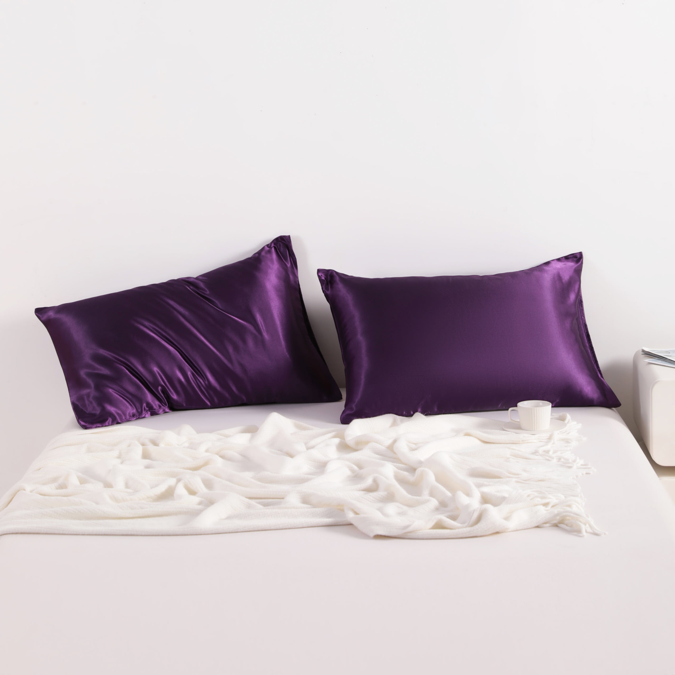 Flxxie Silky Satin Pillowcase Set of 2 Envelope Closure, Standard, 20 ...