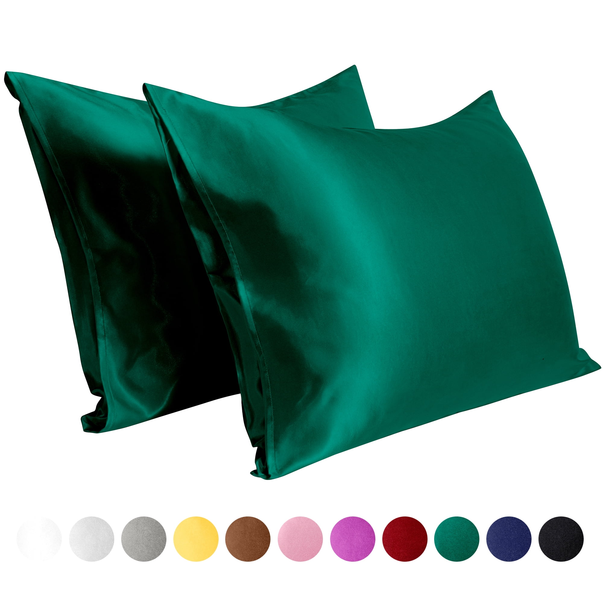 "Flxxie Green Satin Pillowcase Set of 2, Standard Size 20"" x 26 ...