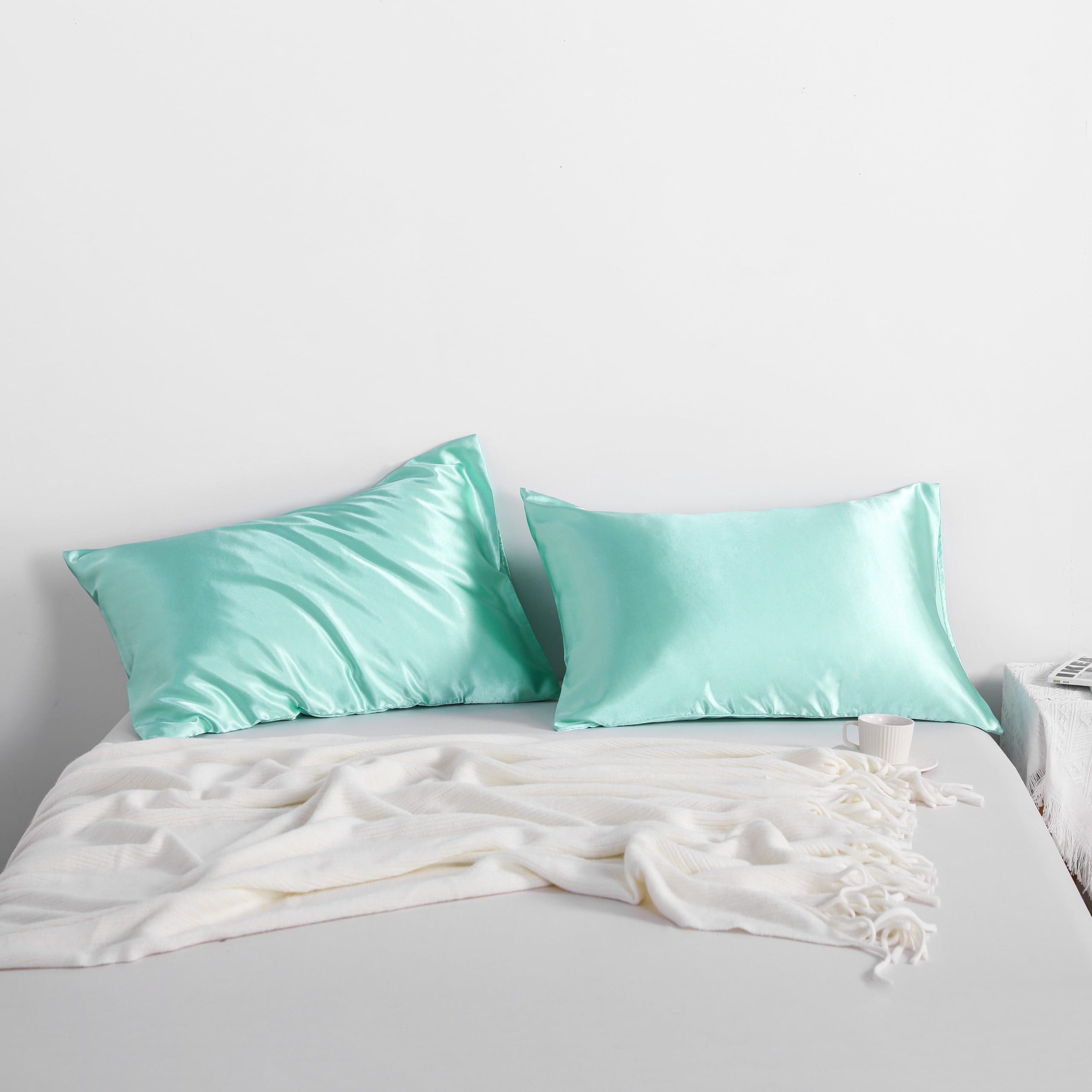 flxxie, Silky Satin Pillowcase Set of 2, 20" x 26", Light Blue ...