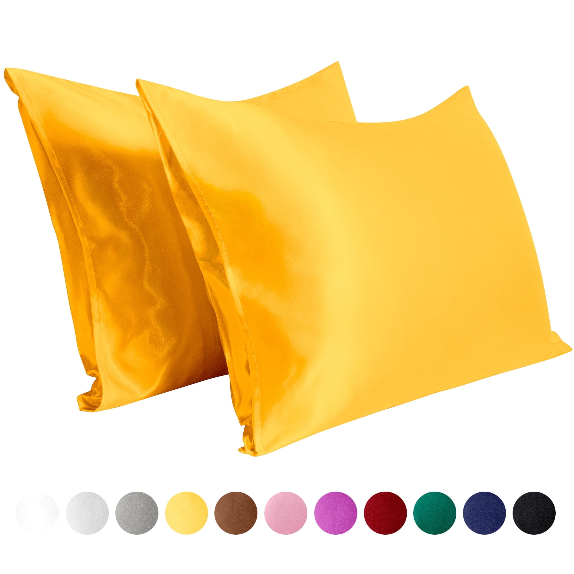 Flxxie Standard Size Silky Satin Pillowcases, Set of 2, Envelope ...