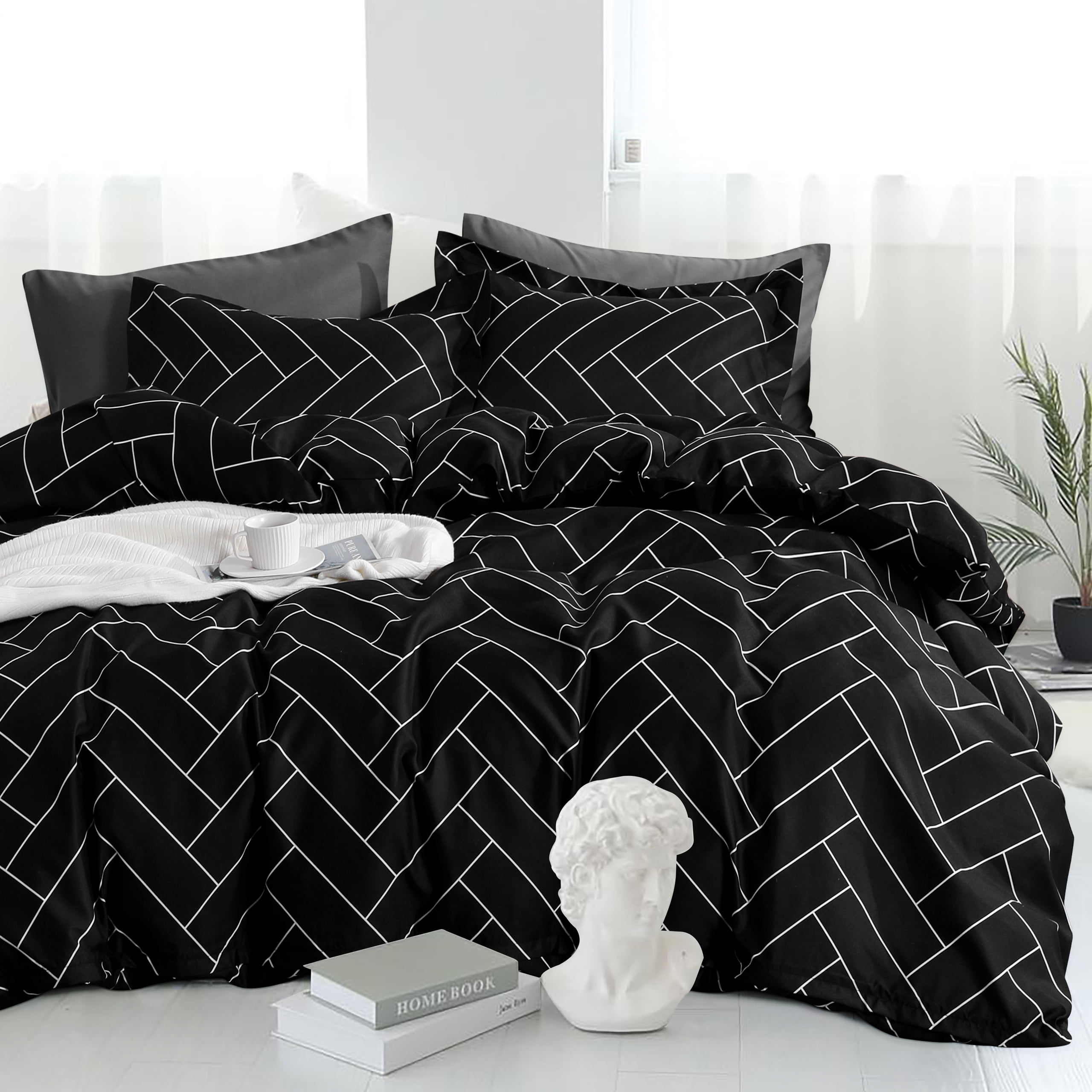 Flxxie Ultra Soft and Breathable Microfiber Duvet Cover Set with Hidden ...