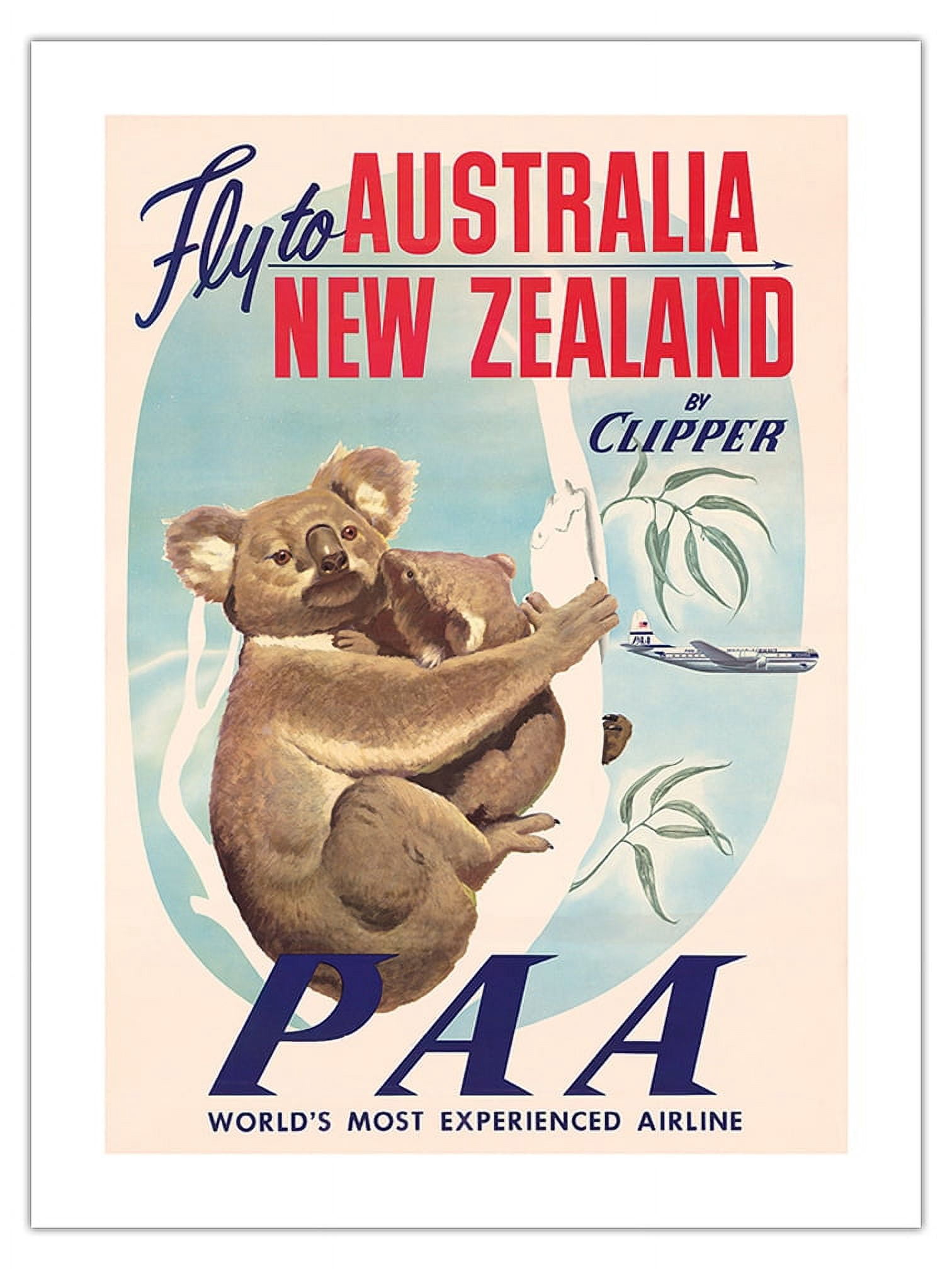 Fly to Australia New Zealand by Clipper - Koala Bears - Vintage Airline ...