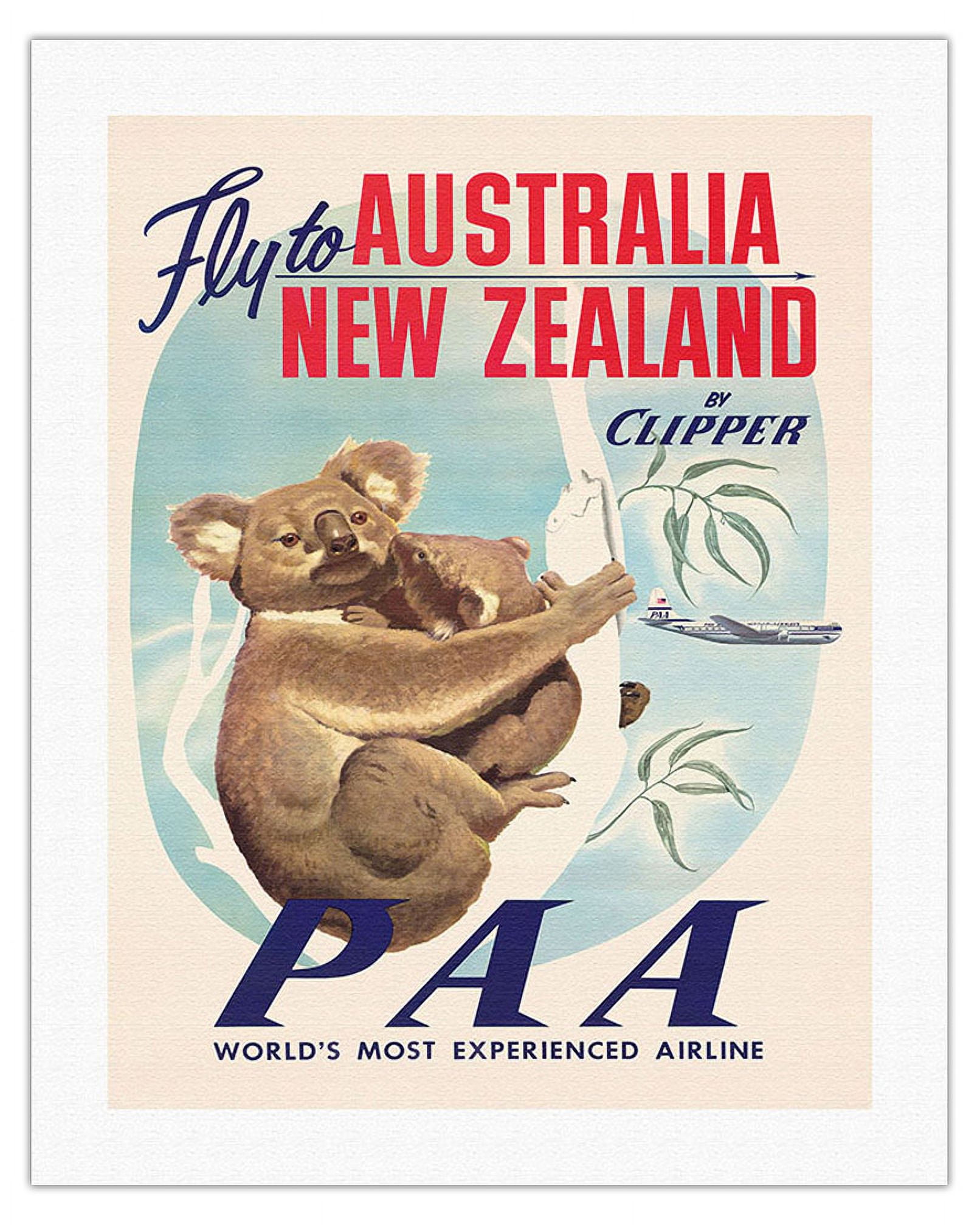 Fly to Australia New Zealand by Clipper - Koala Bears - Vintage Airline ...