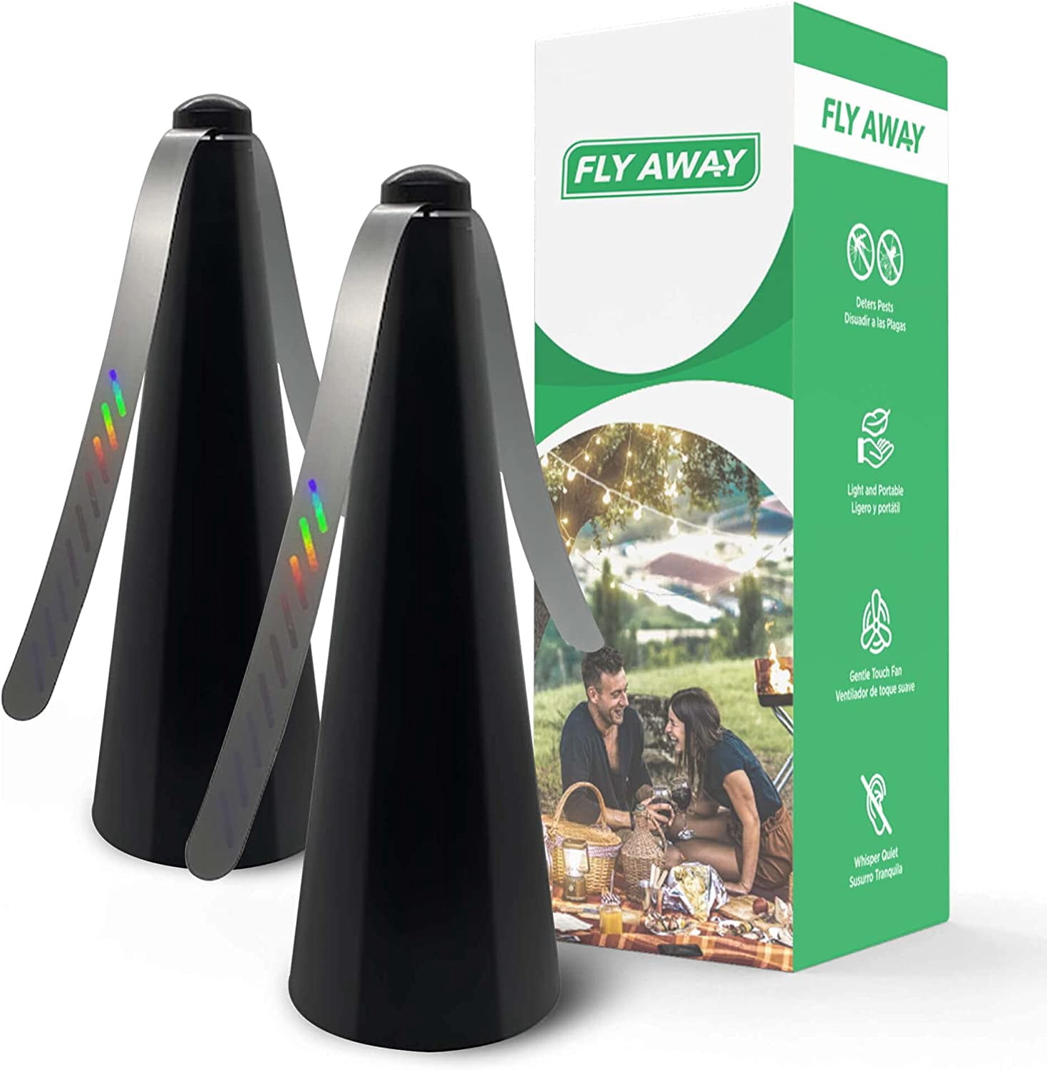 Fly Away - 2 Pack Fly Fans for Tables, Indoor or Outdoor Use, Ideal for ...