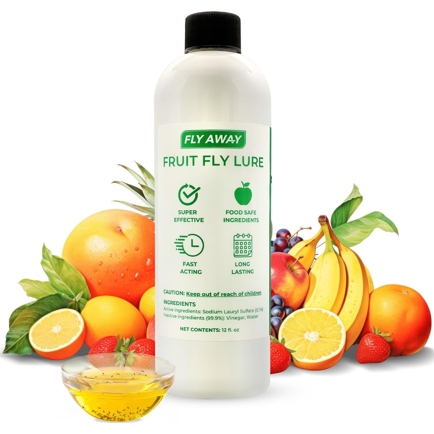 Fly Away Fruit Fly Liquid Lure - Trap Fruit Flies Fast. Safe Around ...