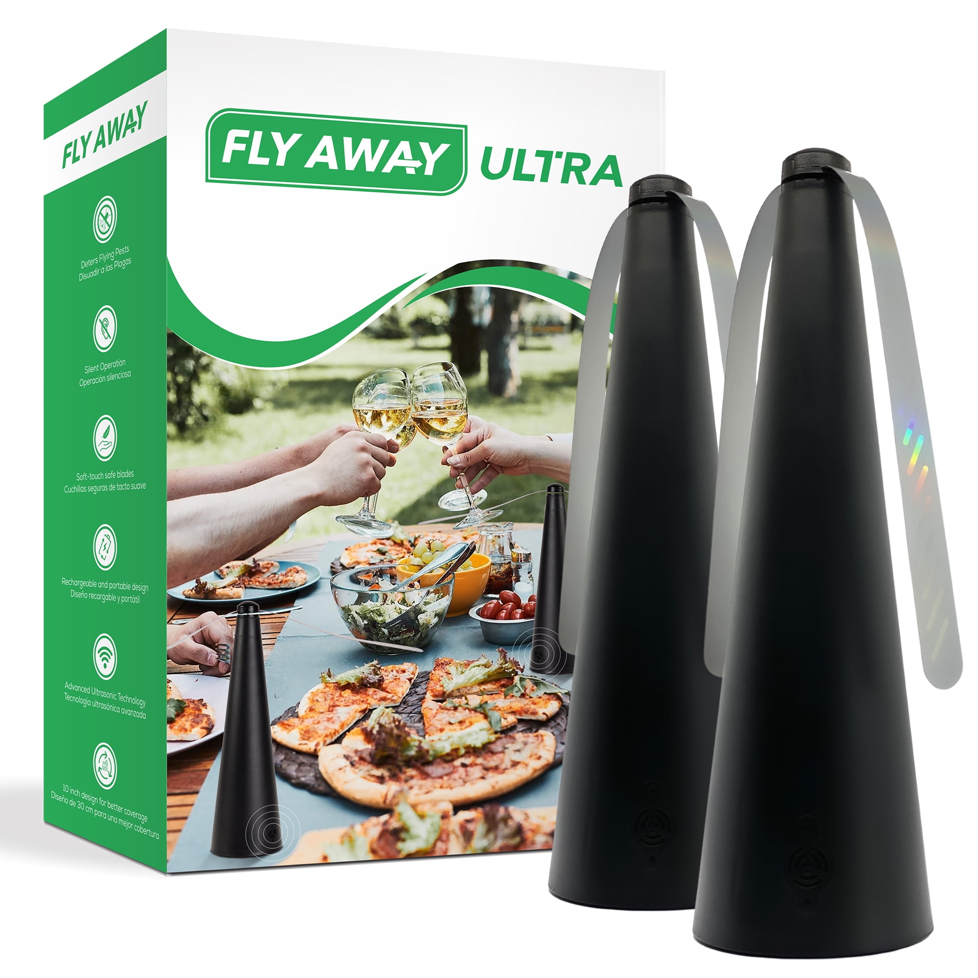 Fly Away Ultra - 2 Pack Rechargeable Outdoor Fly Fans for Tables with ...