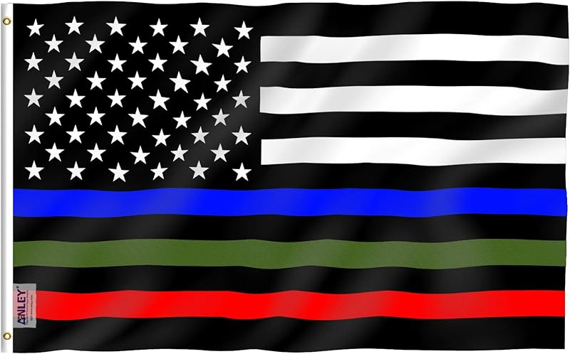 Fly Breeze 3x5 Foot Thin Blue Line and Red Line USA Polyester Flag ...