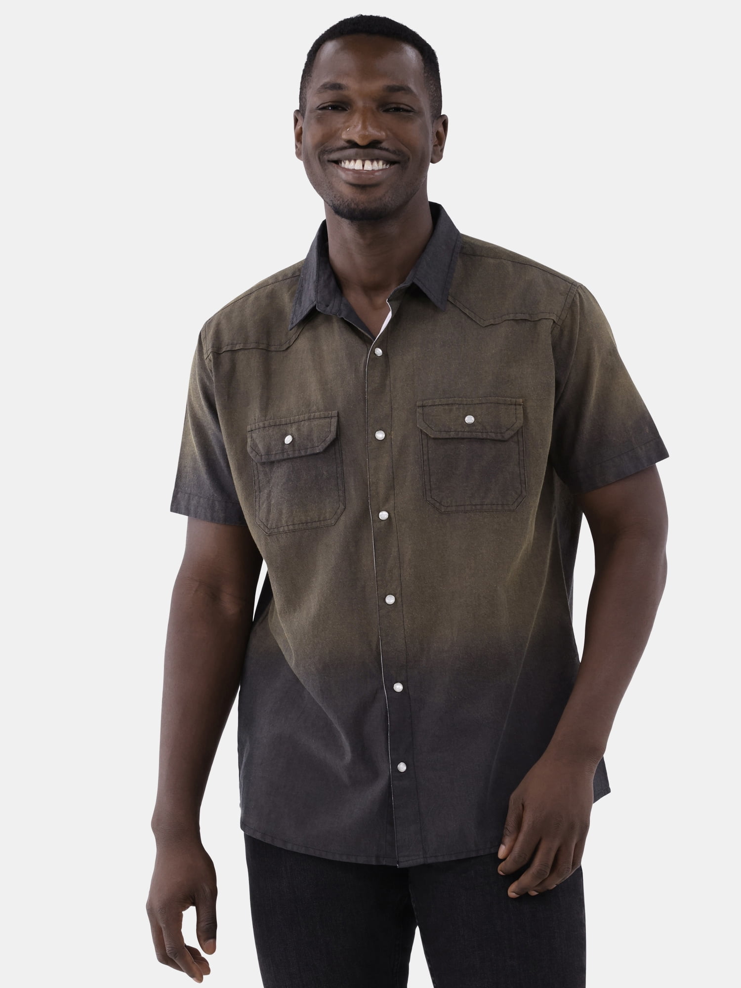 men's Ruben Western Style Chambray Button Up Shirt - Snap Button ...