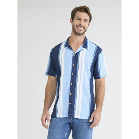 Fly By Night Men’s & Big Men’s Super Striped Button Up Shirt, Sizes S ...
