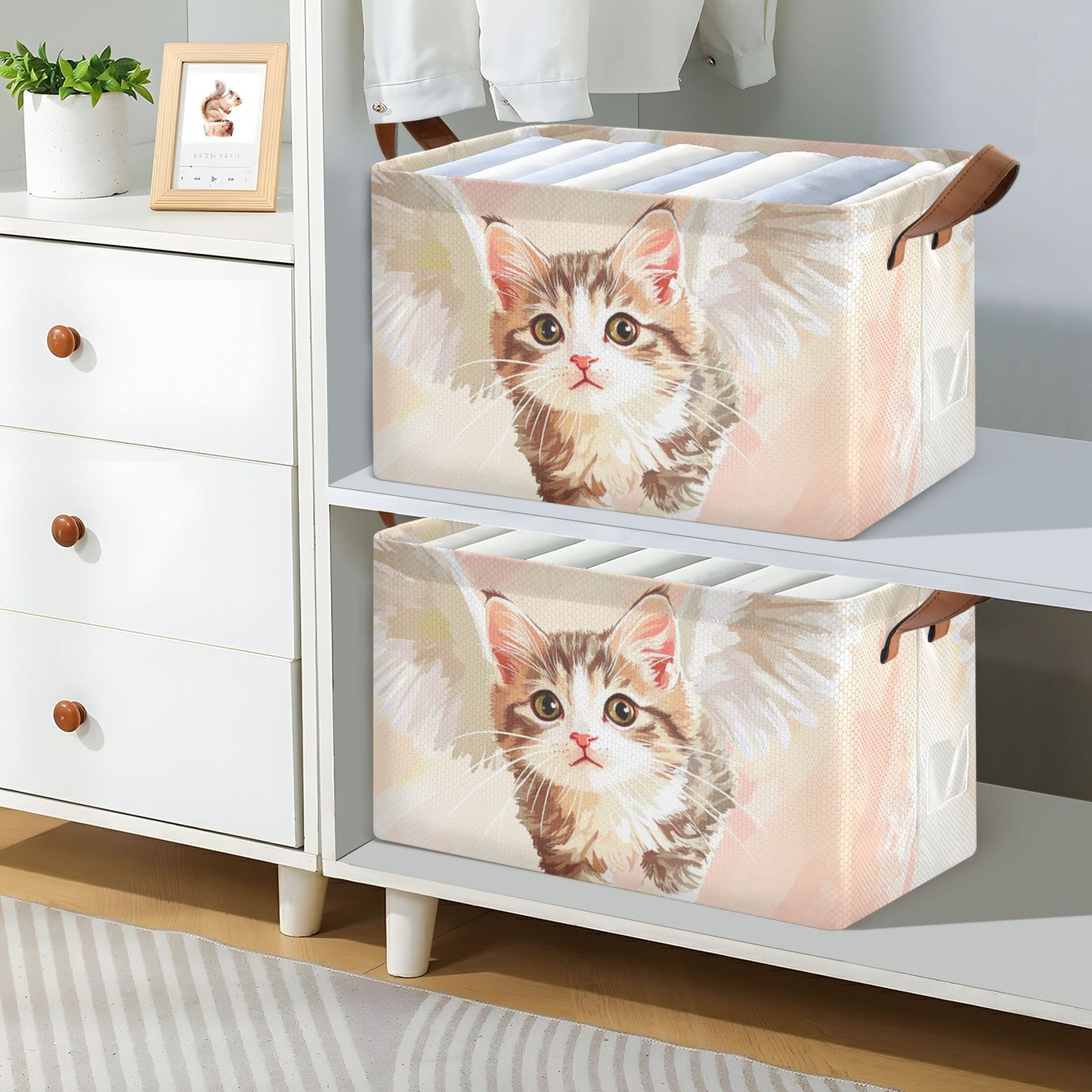Fly Cat Wings Foldable Storage Large Fabric Storage Baskets Organizer ...