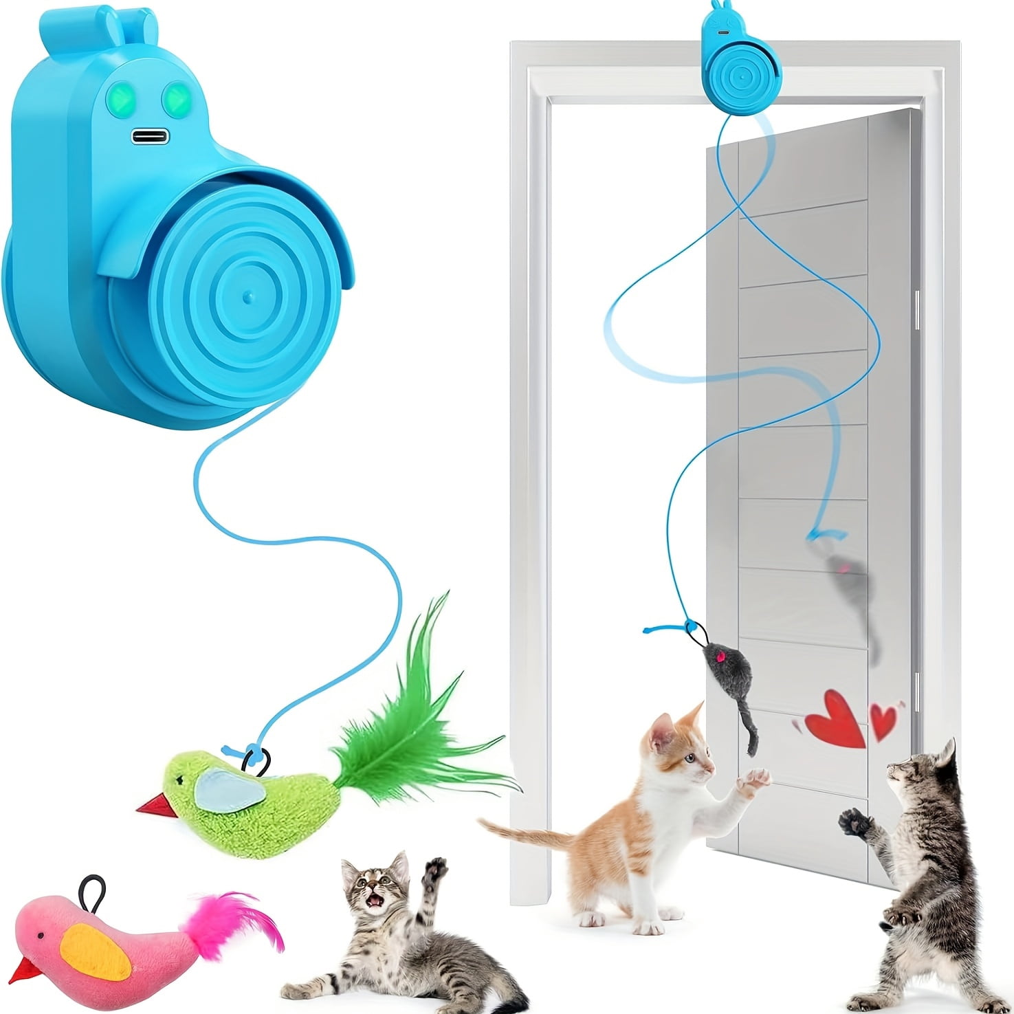 Fly Chase Cat Toys for Indoor Cats - Automatic Flying Bird Feather ...