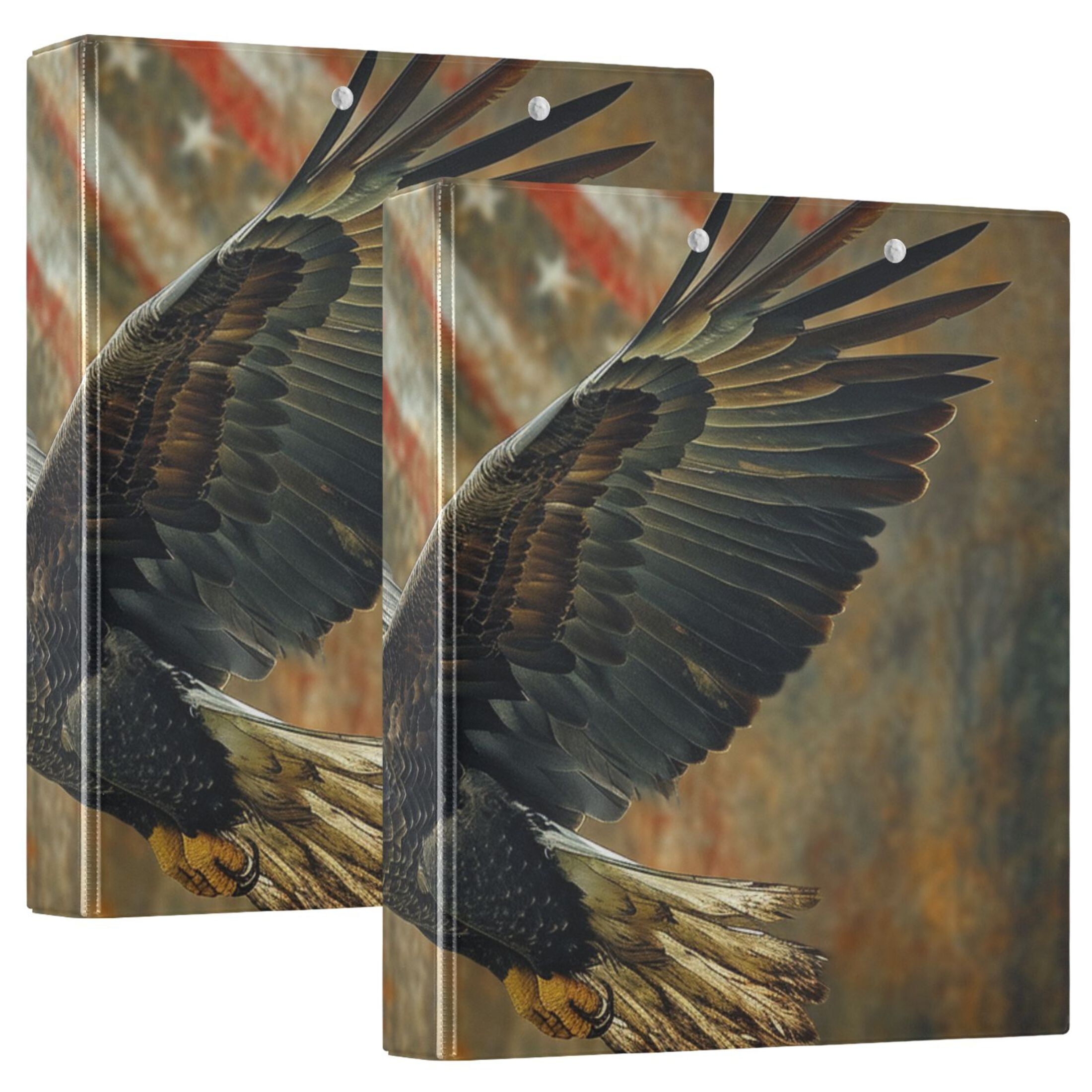 Fly Eagle American Flags 3 Ring Binders 1.5 inch Hardcover File Folders with Interior Pockets A4 ...
