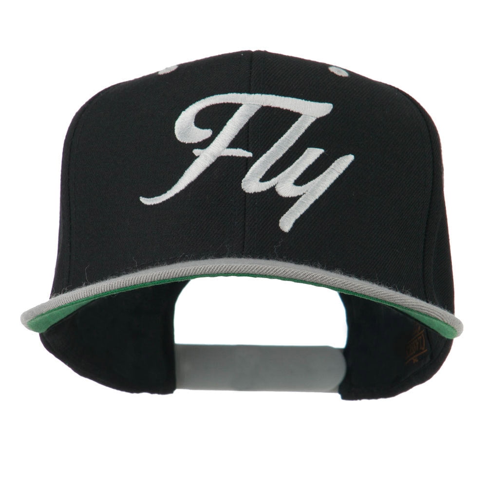 Fly Embroidered Flat Bill Cap - Black Silver OSFM - Walmart.com