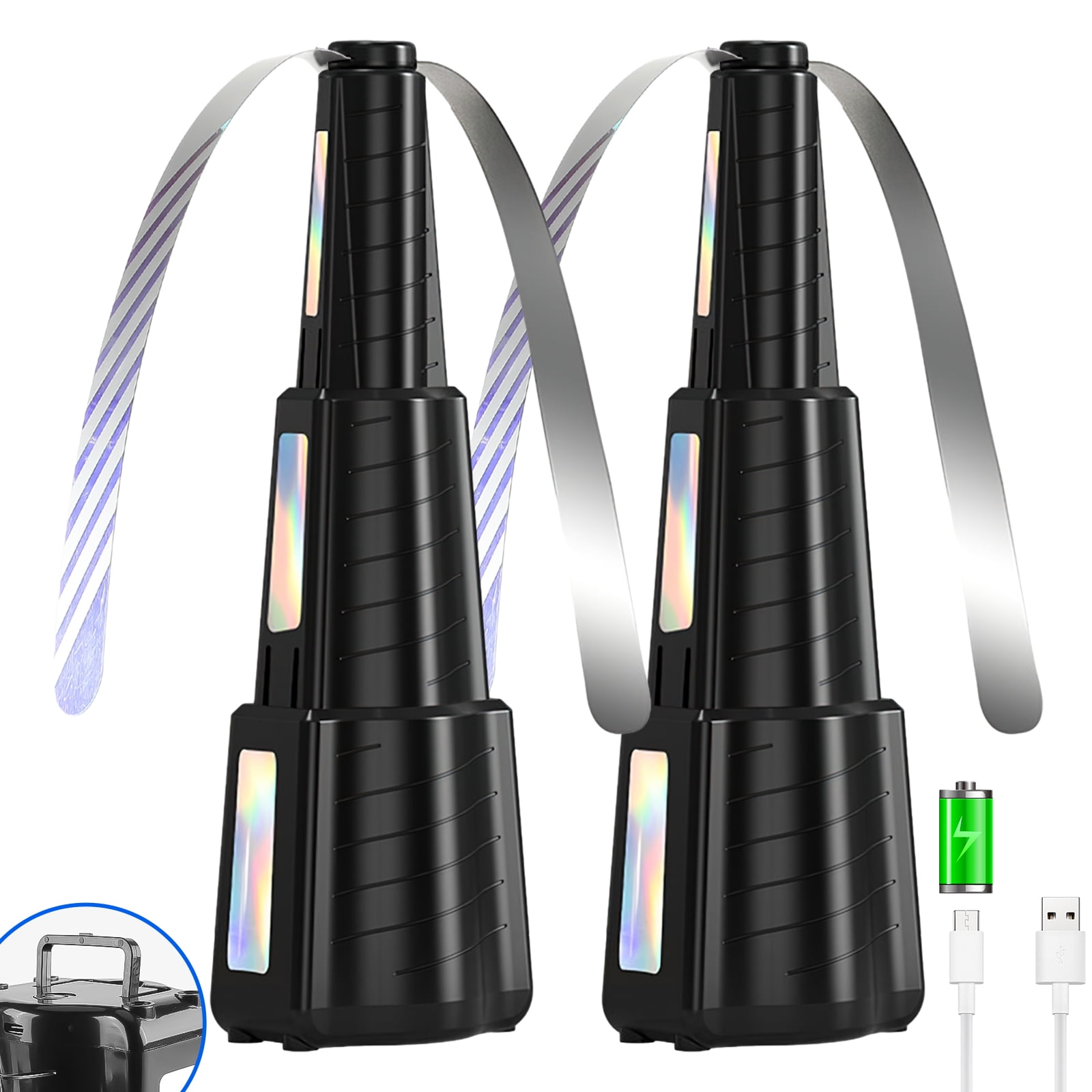 2Pack Portable Table Top Fly Fans, Rechargeable for Indoor/Outdoor, BBQ ...