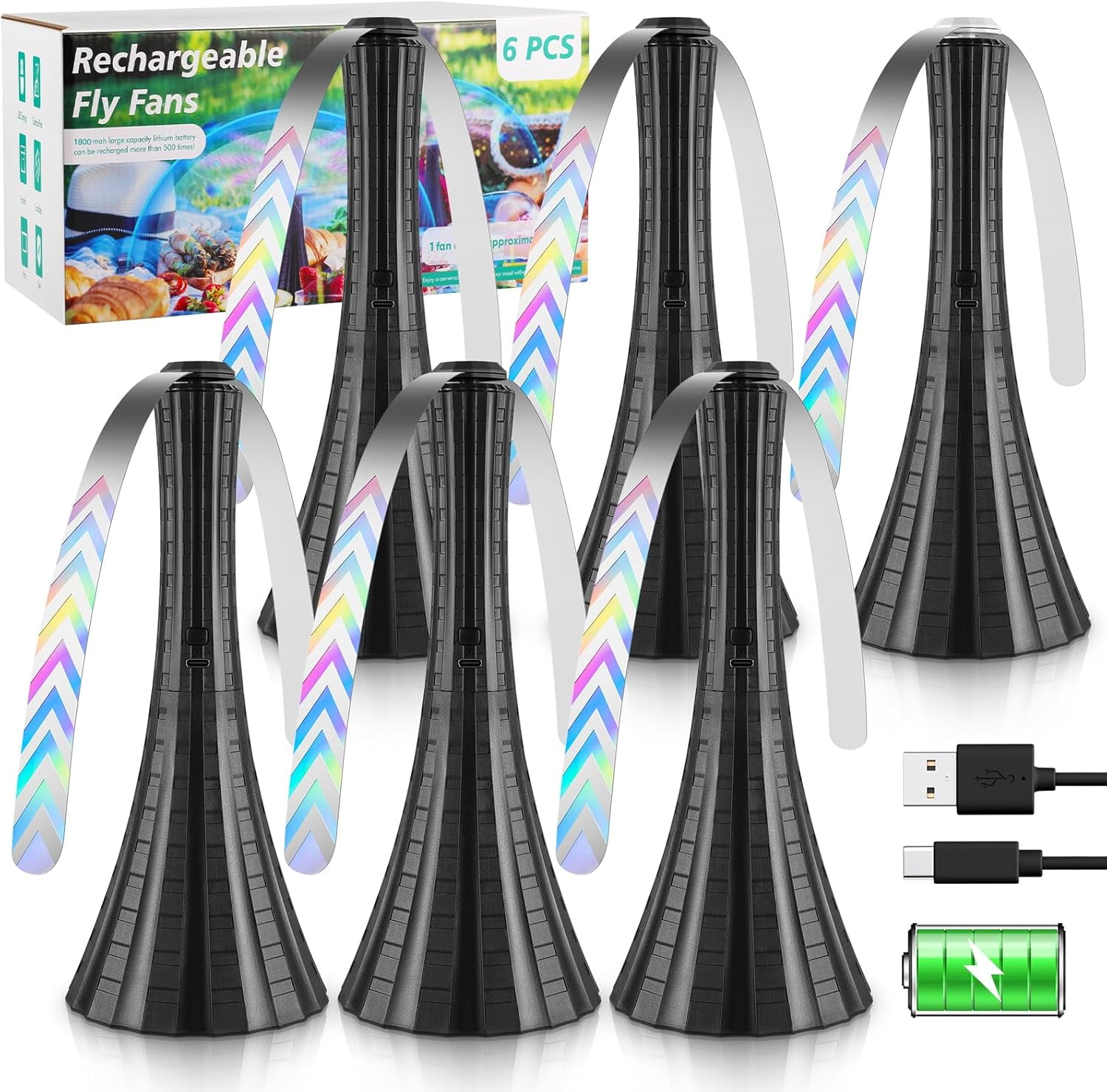 Fly Fans for Tables Rechargeable, Flies Fan to Keep Flies Away by Soft ...