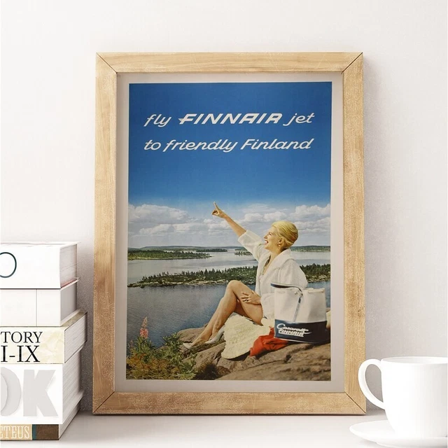 Fly Finnair Jet To Friendly Finland Tourism 1960 By Finnair Vintage ...