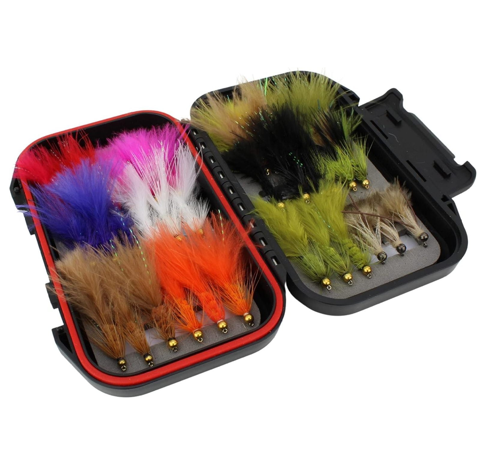 Fly Fishing 36 Wooly Bugger Flies Assortment with Small Fly Box for ...